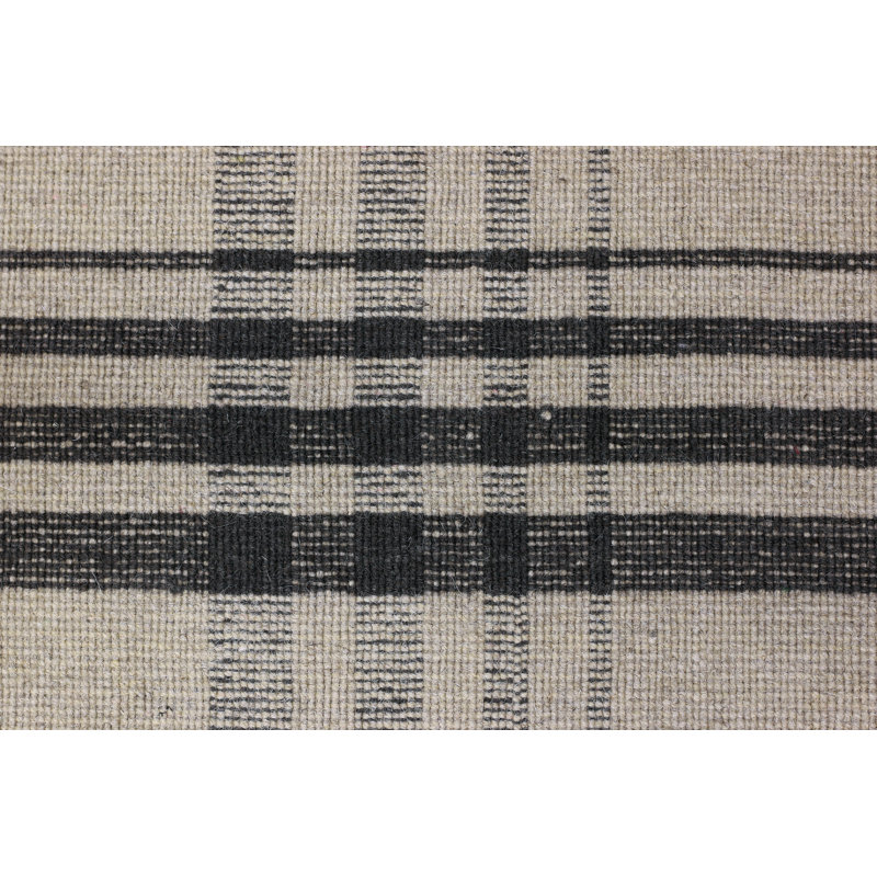 August Grove® Pickering Plaid Handwoven Wool/Cotton Beige/Charcoal Area ...
