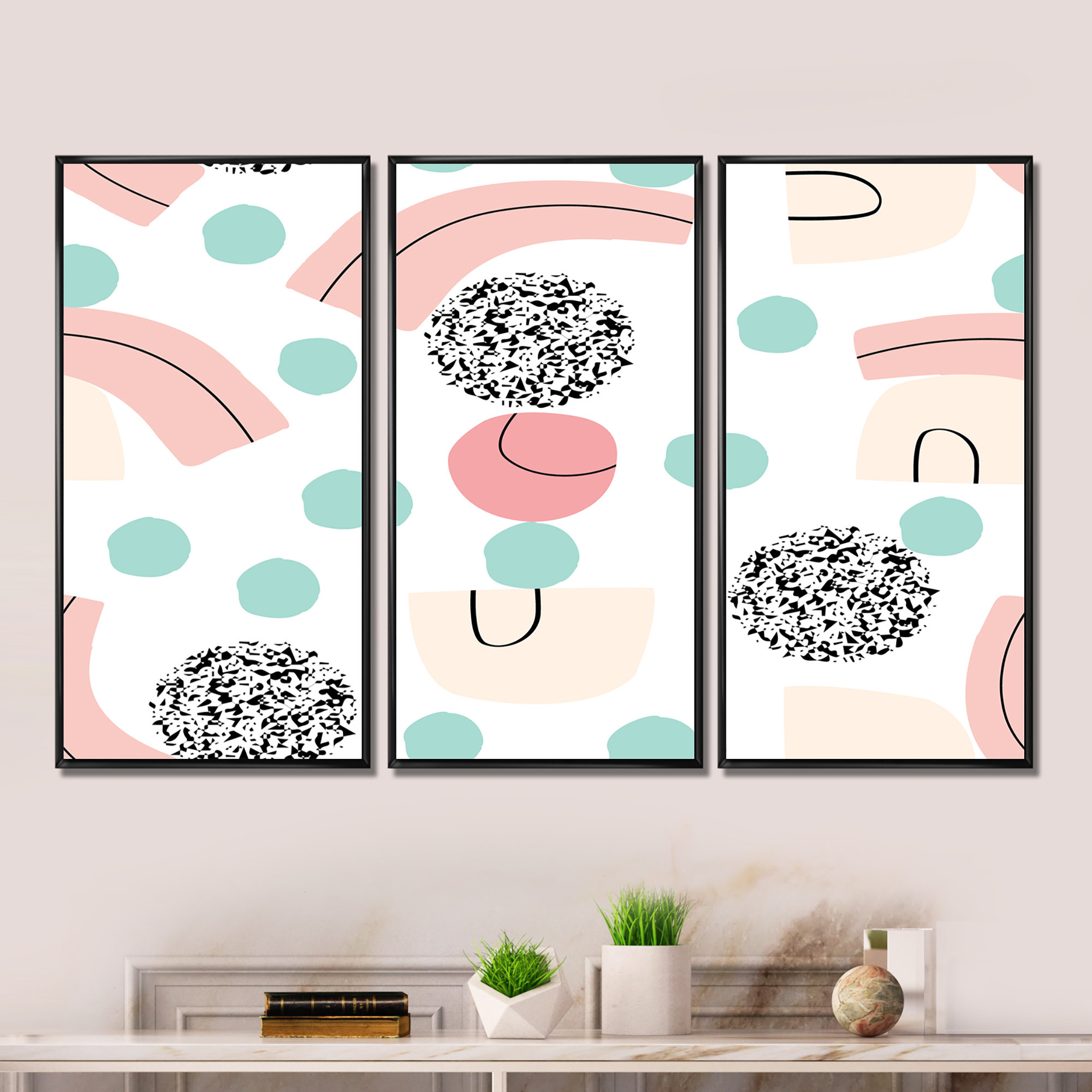 George Oliver Elements In Pastel Tones - 3 Piece Floater Frame Print on ...