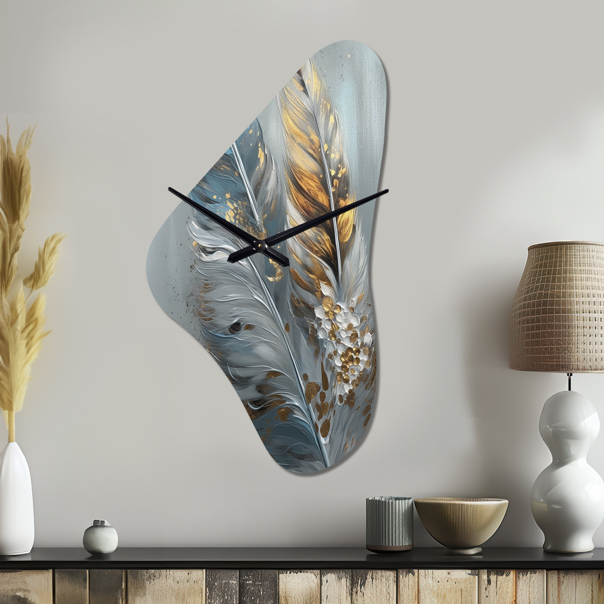 East Urban Home Vakil Gold Feather Wanderlust I - Asymmetrical Glam ...