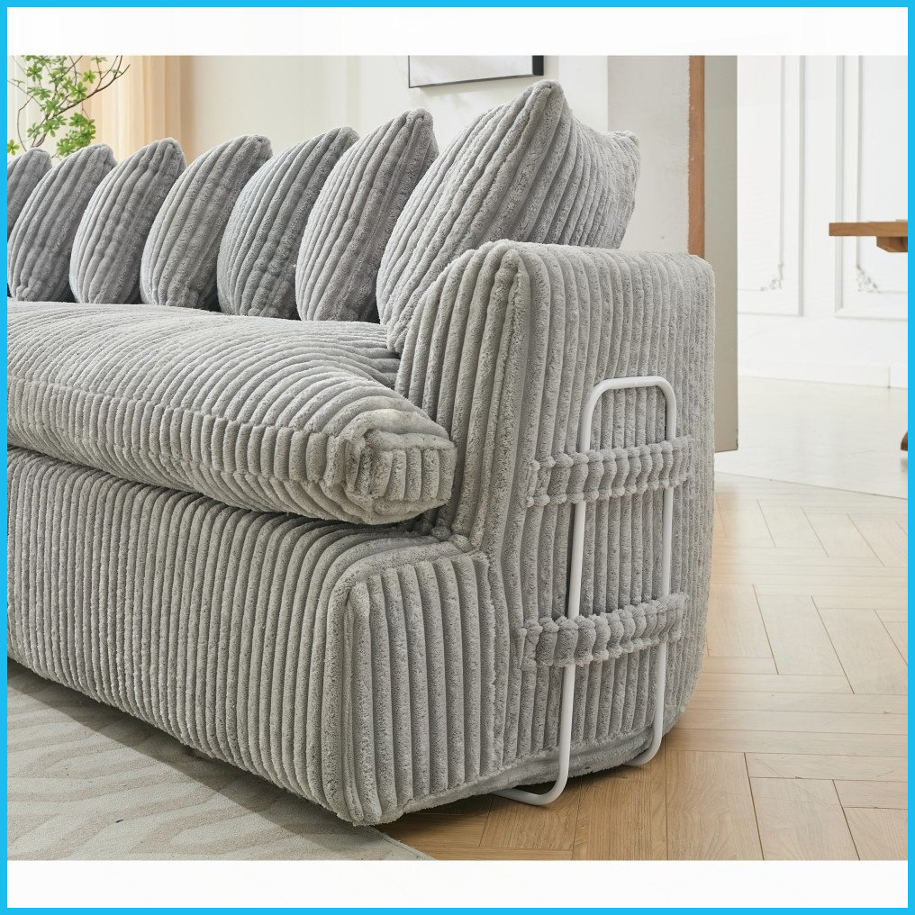 Latitude Run® 127'' . Soft Corduroy Curved L-Shaped Sectional Sofa – No ...