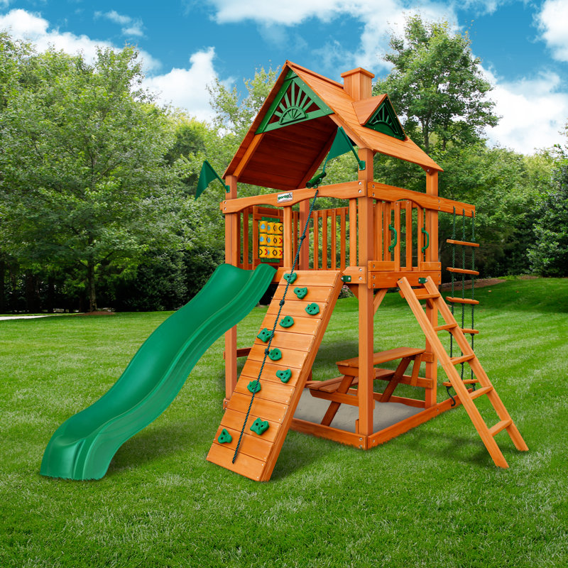 Gorilla Playsets Chateau Tower Swing Set with Wood Roof & Reviews | Wayfair