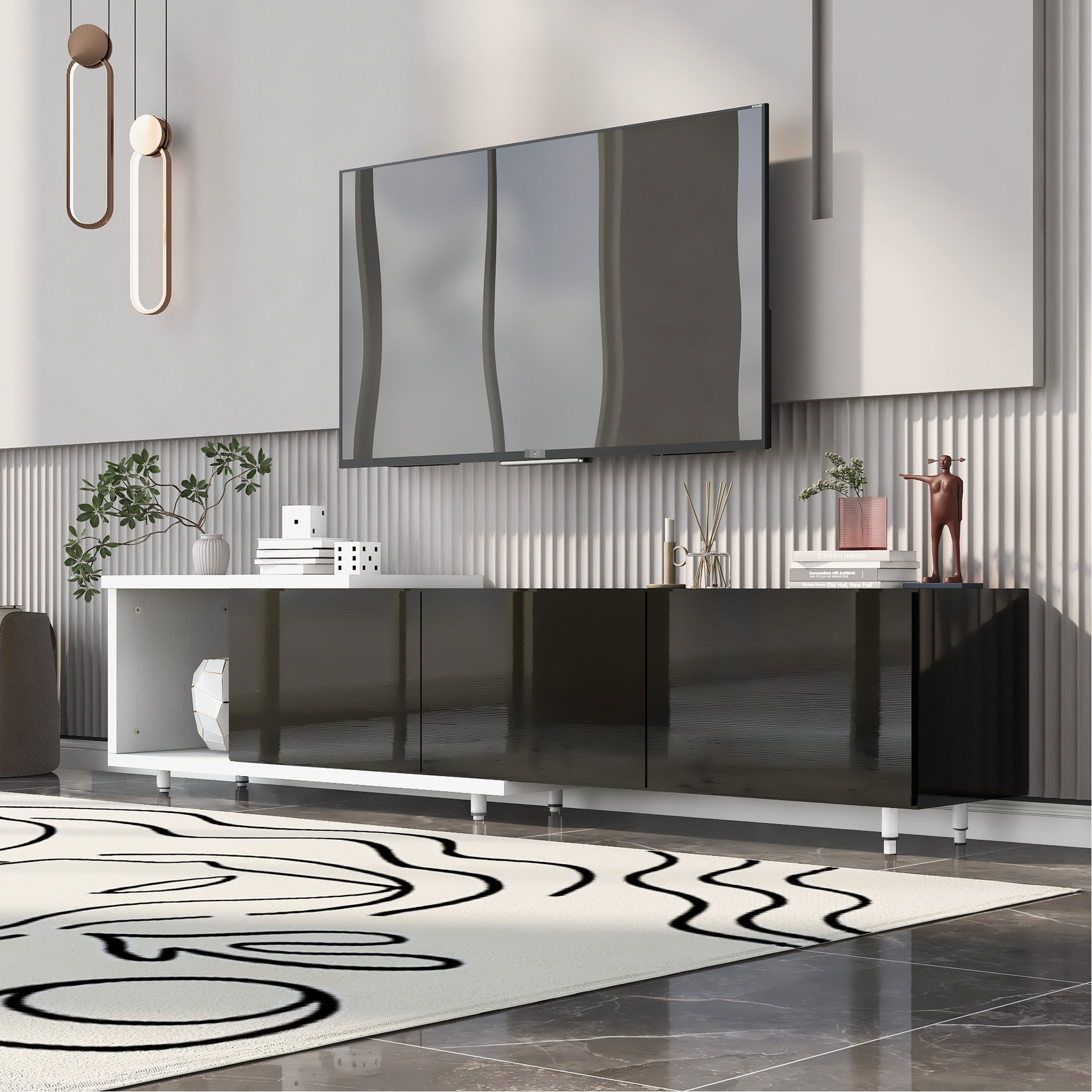 George Oliver Modern Extendable Tv Cabinet For 80-89 Inch Tvs, 70.1 ...