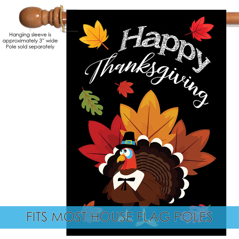 Toland Home Garden Toland Pilgrim Turkey Inch Thanksgiving Flag Fall ...