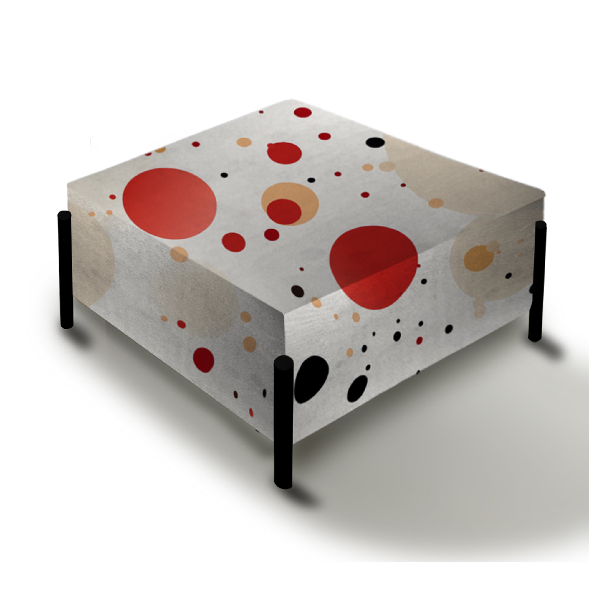 Design Art Red And White Retro Dots - Polka Dots Large Square Ottoman ...