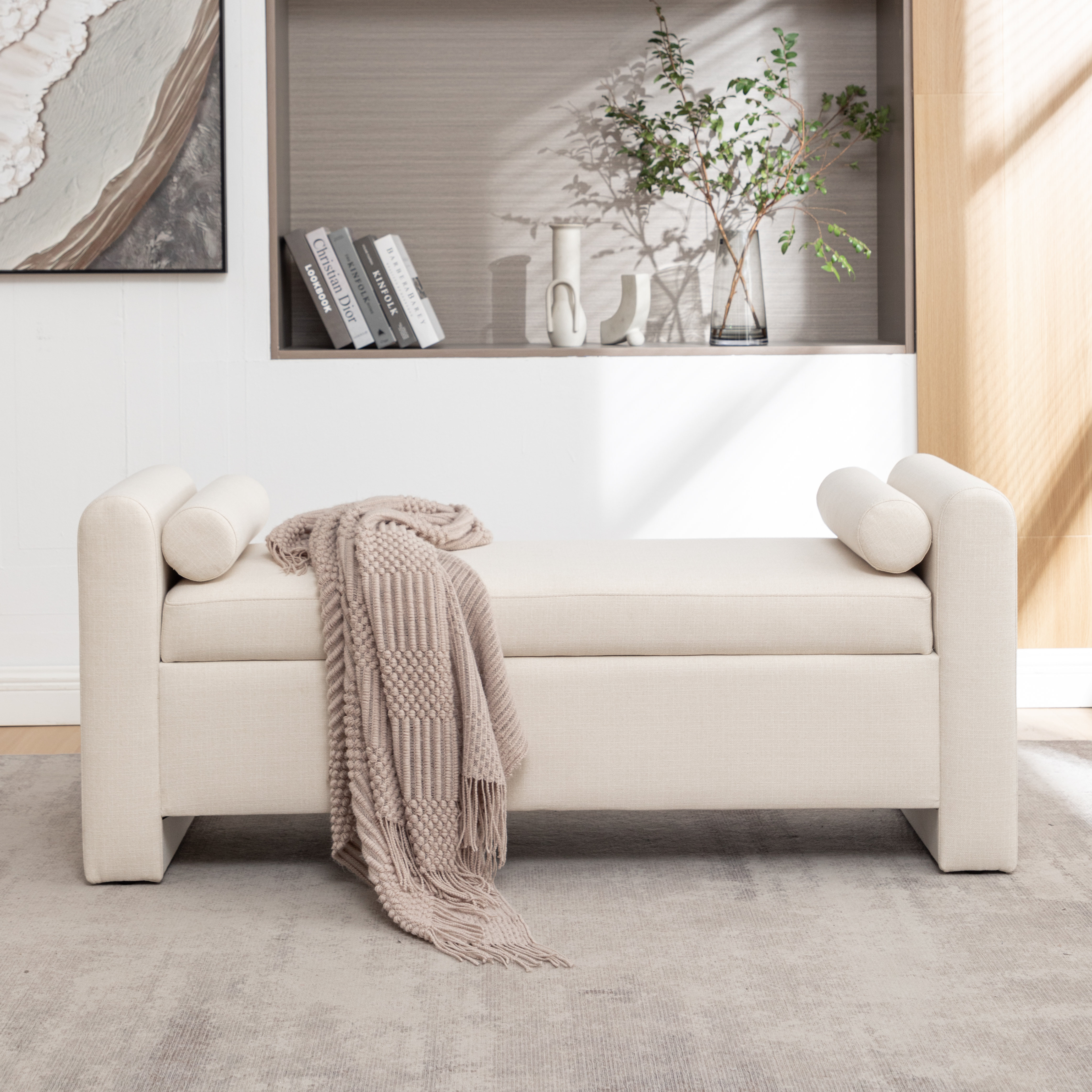 Hokku Designs Lataja Polyester Upholstered Storage Bench & Reviews ...