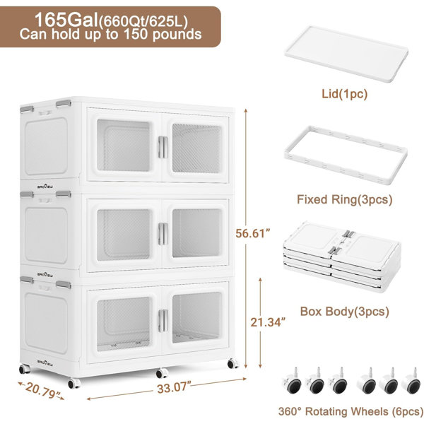 Rebrilliant 165Gal Extra Large Storage Bins with Lid, 660Qt Plastic ...