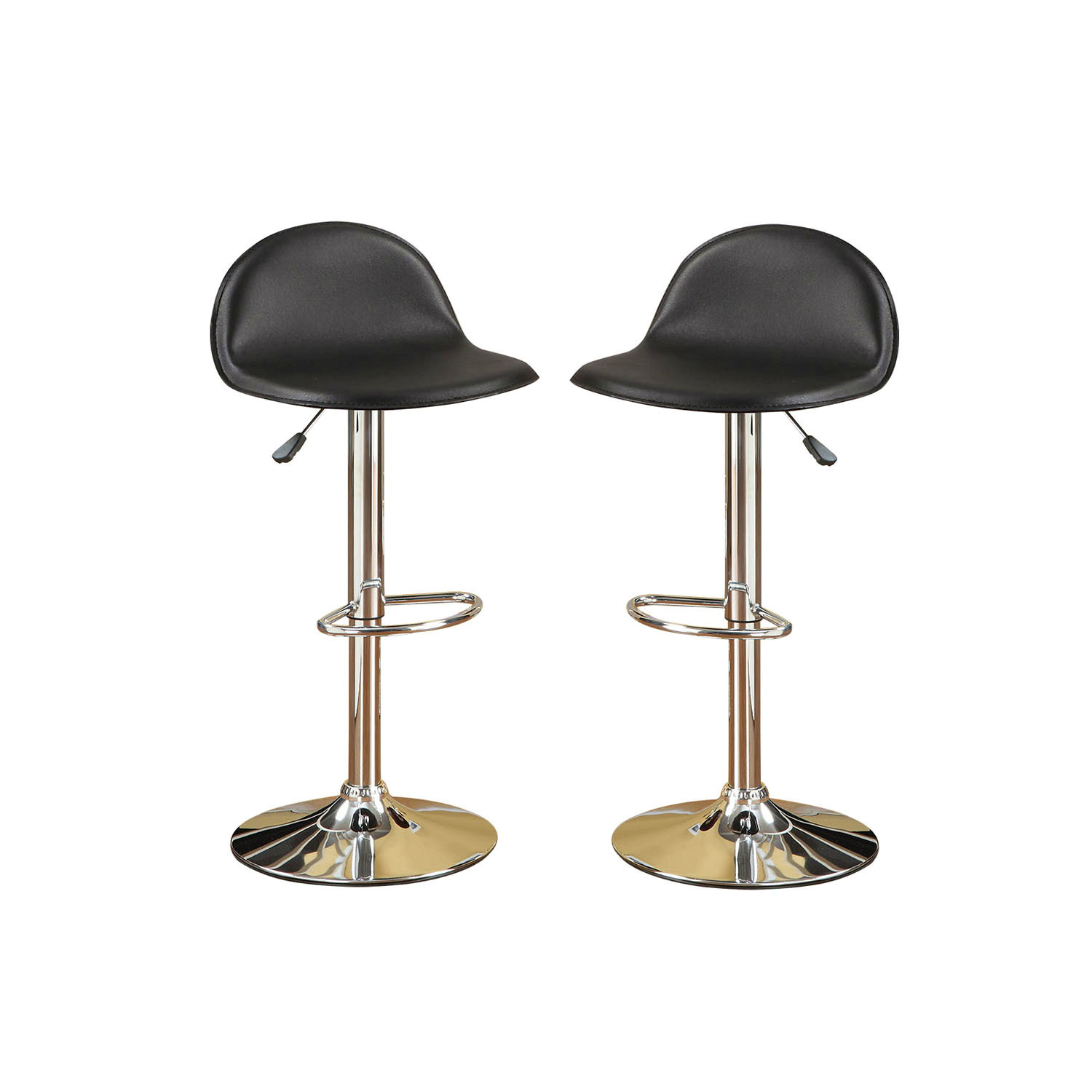 Ivy Bronx Adjustable Black Pu Bar Stools, Chrome(Set Of 2) | Wayfair
