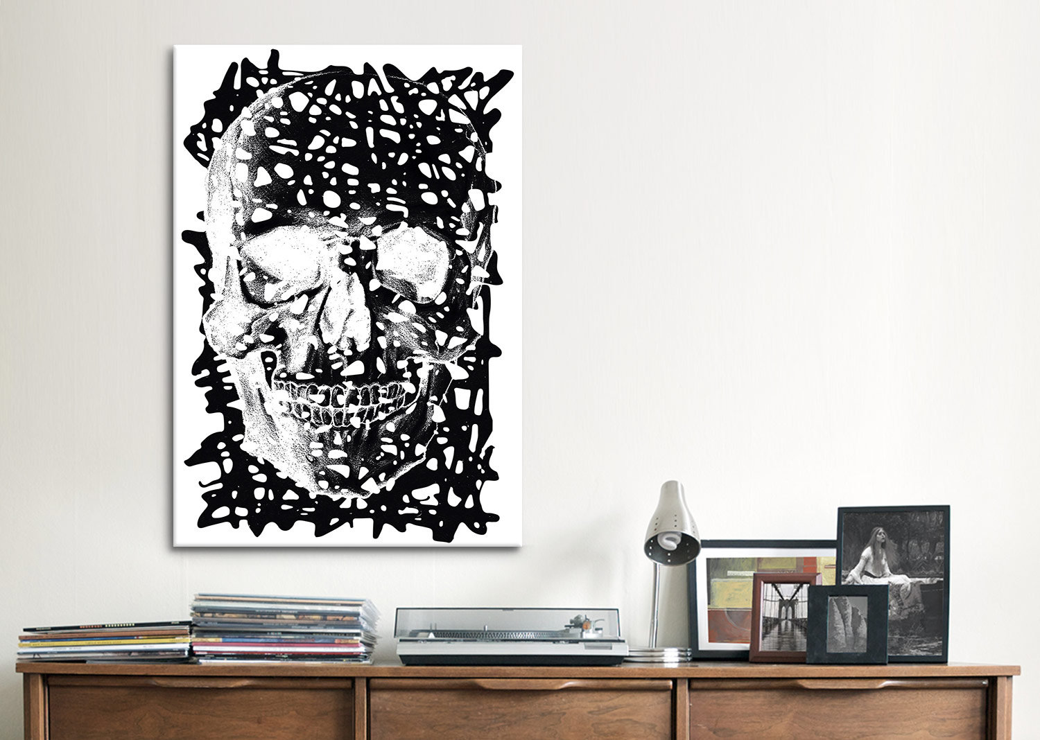 Wade Logan Albree Modern Black Splatter Skull Graphic Art on Canvas ...