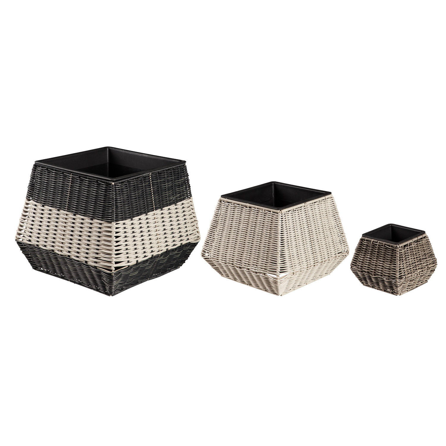 Latitude Run® 3-Piece Short Resin Wicker Indoor/Outdoor Planter Set ...