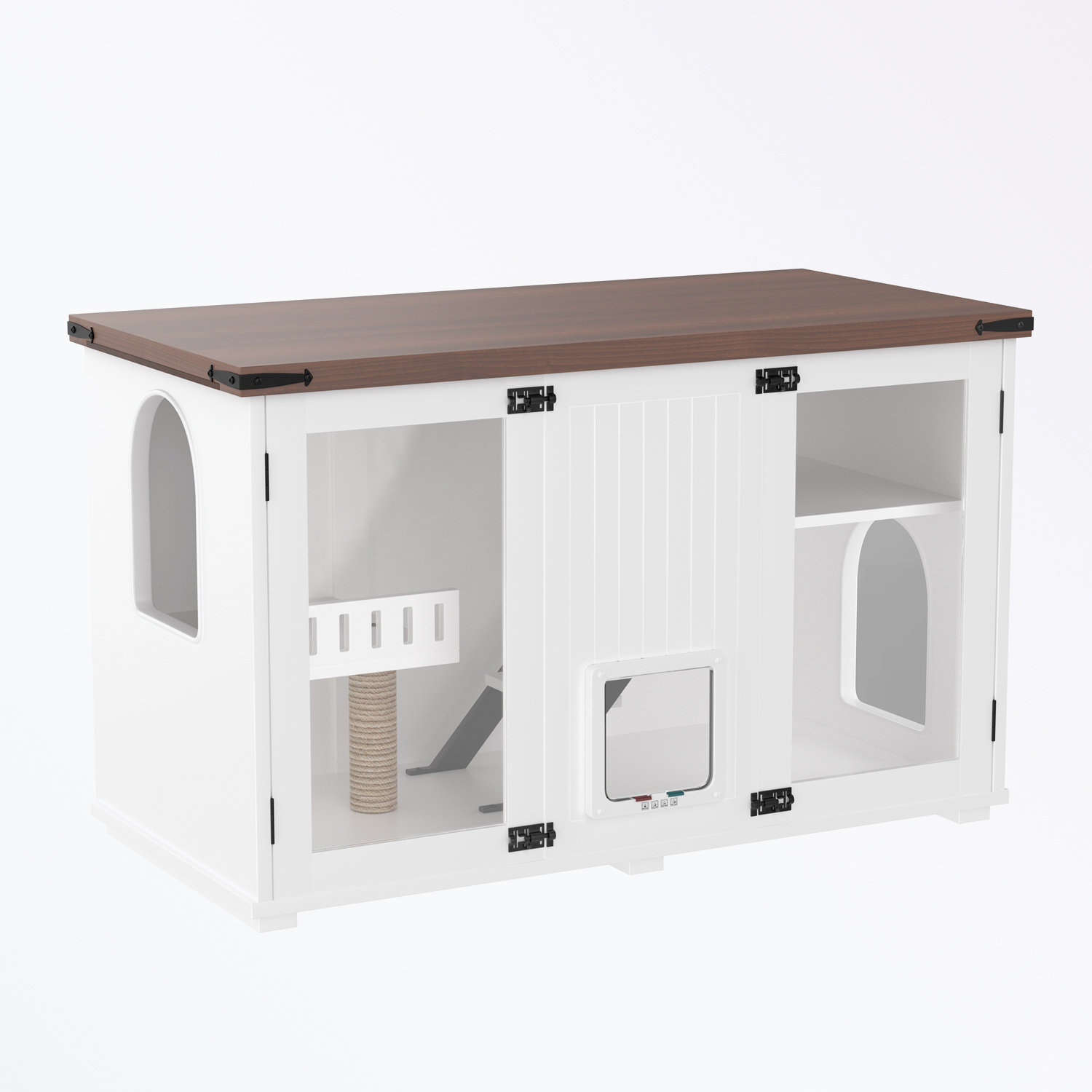 Hokku Designs Cat litter box hosue With LED Light, Stairs and Cat ...
