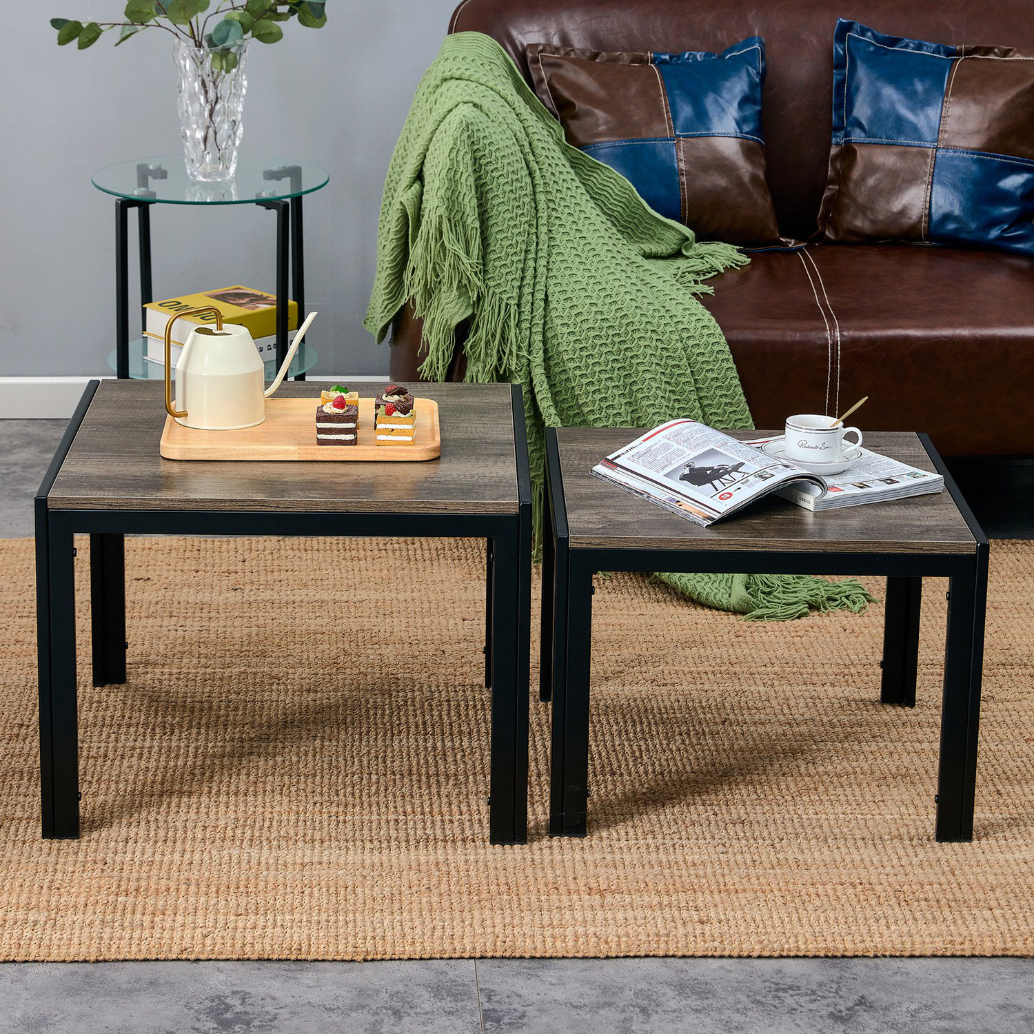 17 Stories Living Room Table, Set Of 2 Nesting Coffee Table, Square ...