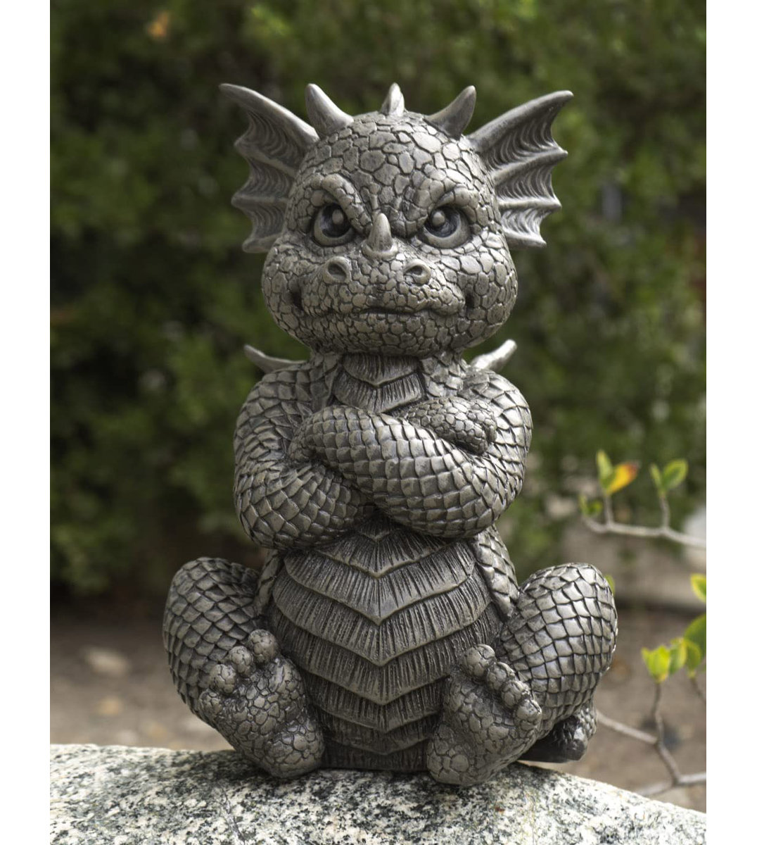 Trinx Whimsical Garden Dragon Folding His Arms With Angry Face Figurine ...