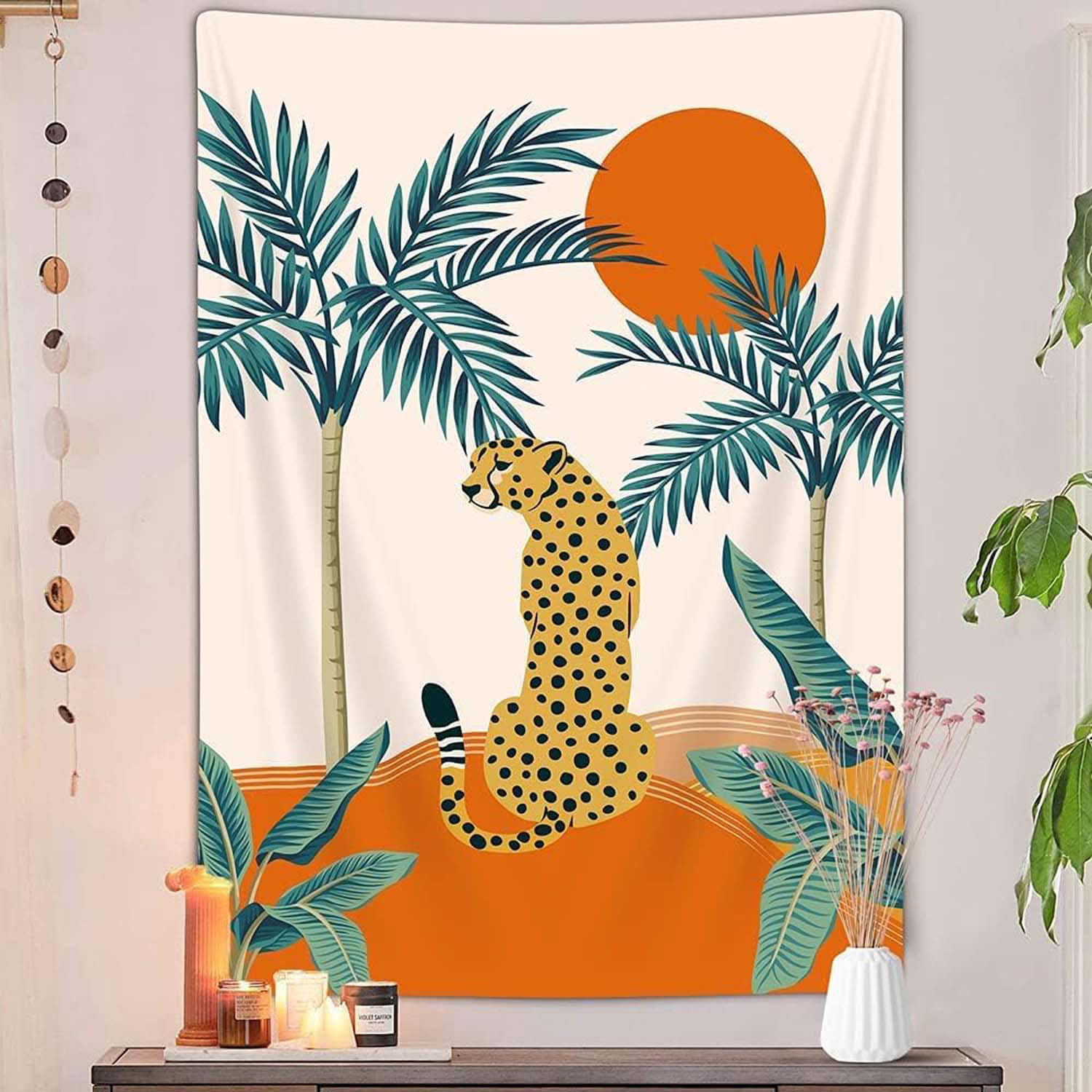 Bungalow Rose Boho Vertical Tapestry, Mid Century Modern Abstract Sun ...