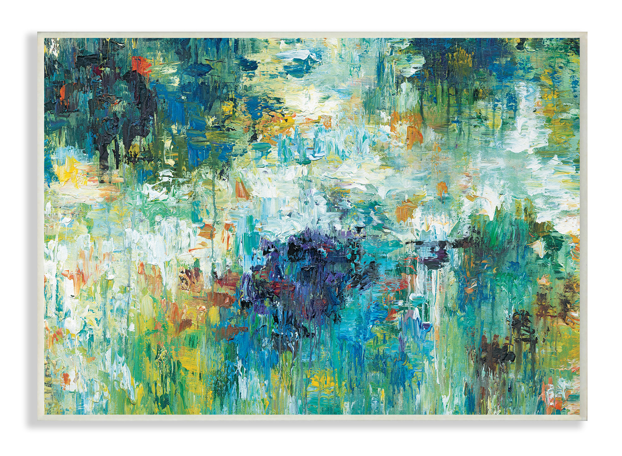 Stupell Industries 'Reflections Blue Abstract Landscape' Painting Print ...