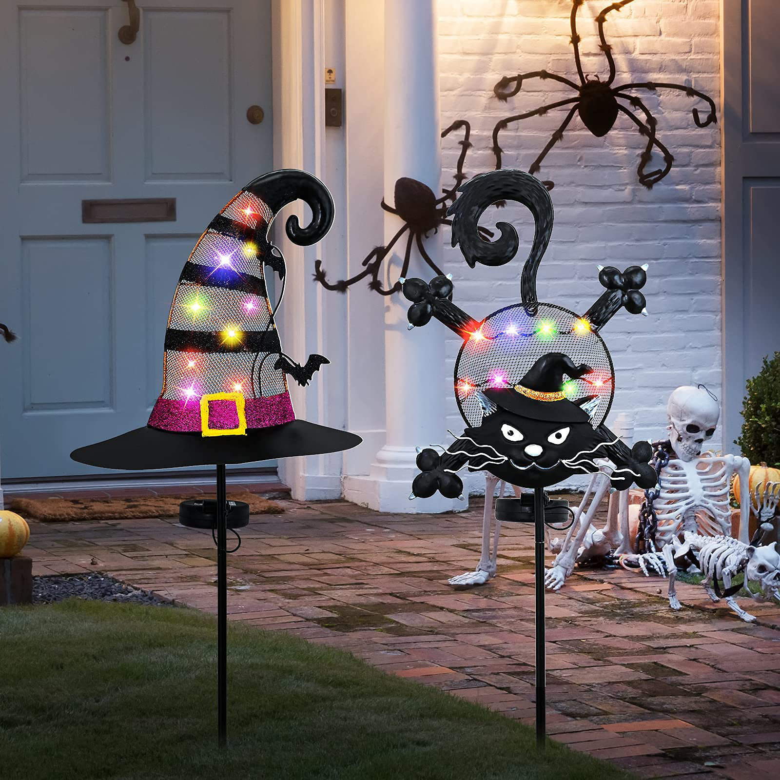 The Holiday Aisle® Halloween Metal Stakes Yard Decoration, Solar Multi ...