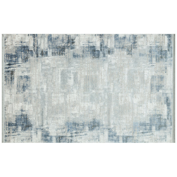 Williston Forge Alvidas Abstract Machine Woven Blue Area Rug | Wayfair ...