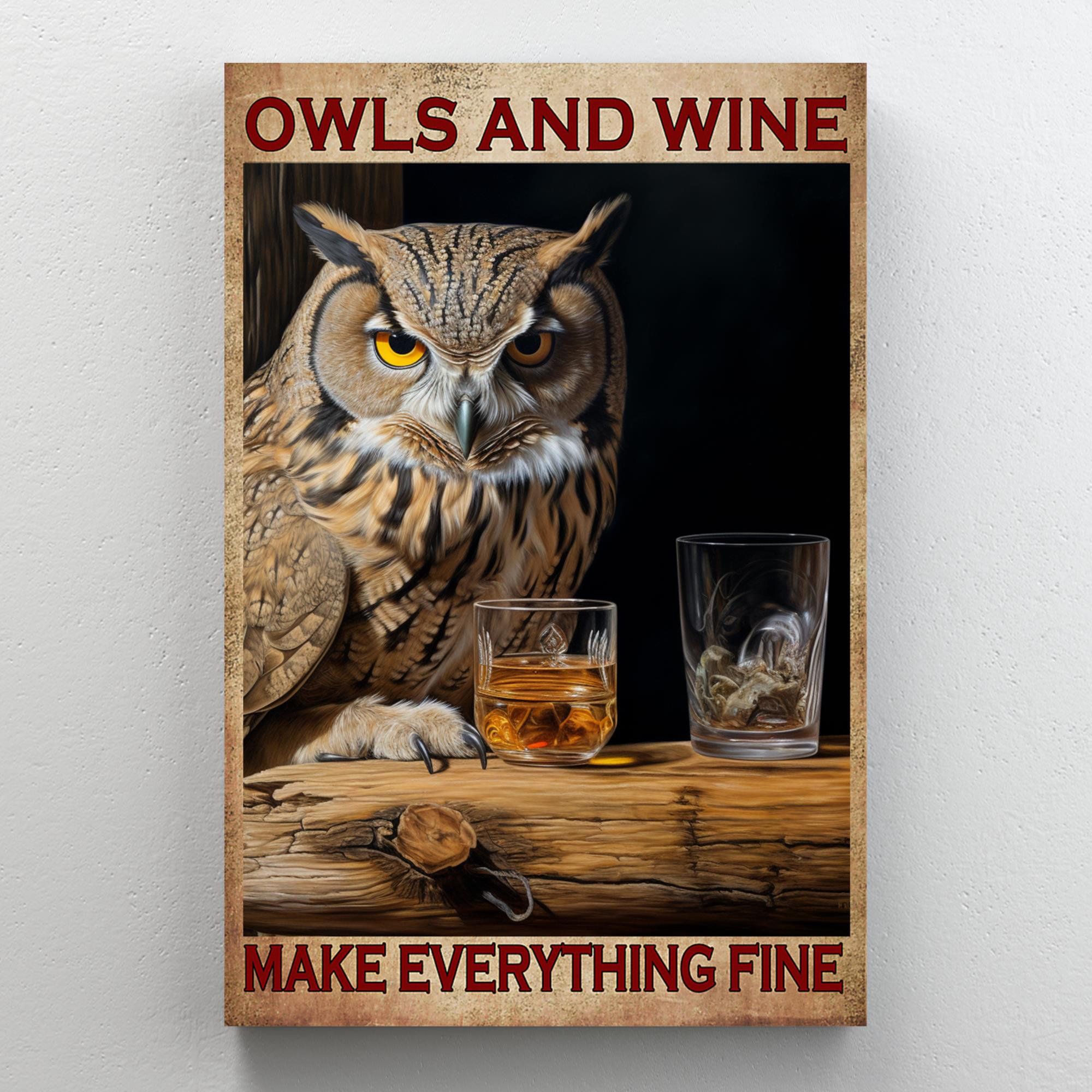 Trinx Owls And Wine Make Everything Fine 1 - 1 Piece Rectangle Graphic ...