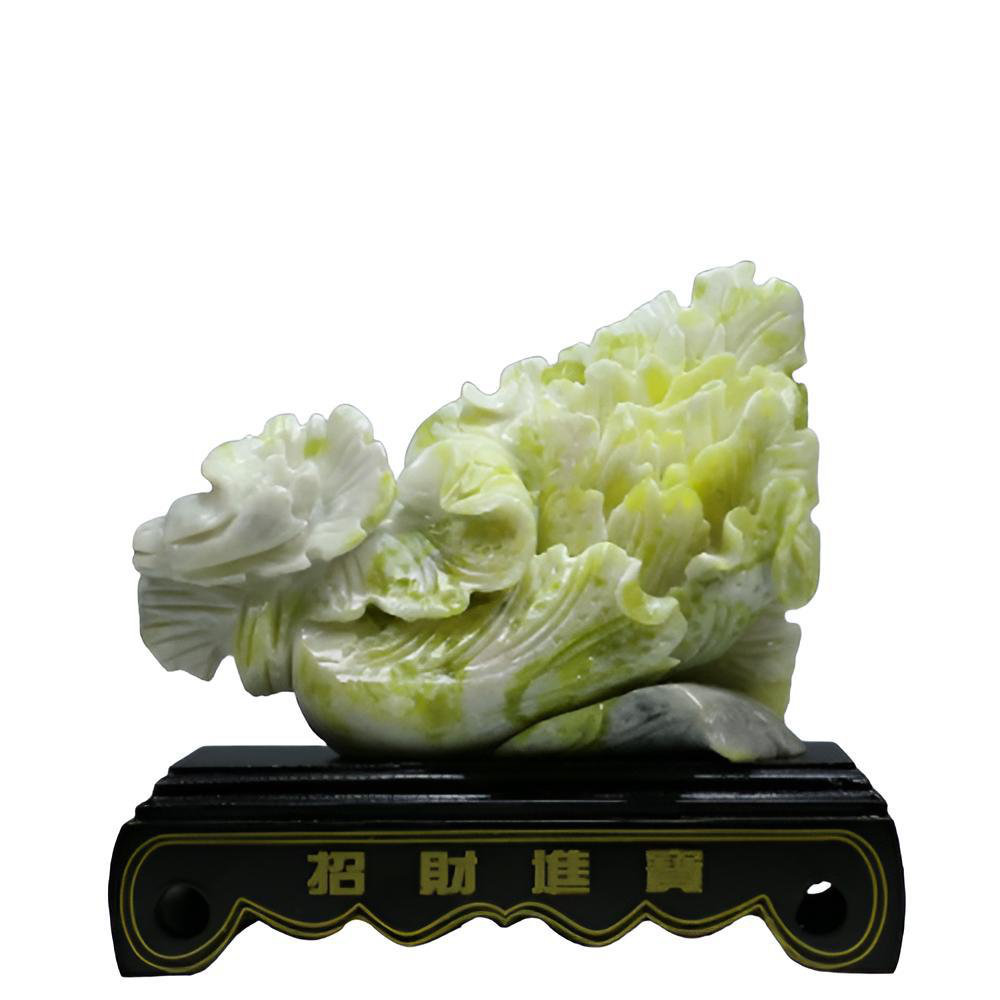 Canora Grey Natural Jade Cabbage Sculpture: Exquisite Stone Carving For ...
