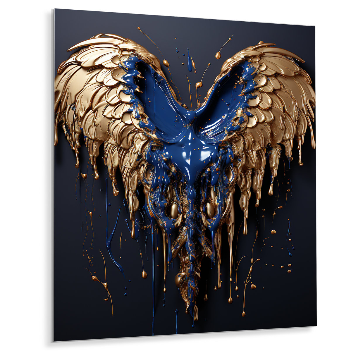 Mercer41 Royal Blue And Gold Angel Wings III - Fantasy Metal Wall Art ...