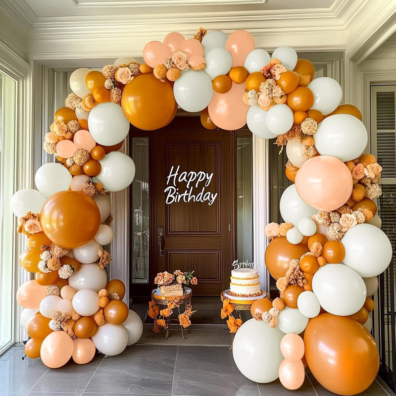 The Holiday Aisle® Burnt Orange Fall Balloons Garland Arch Kit | Wayfair