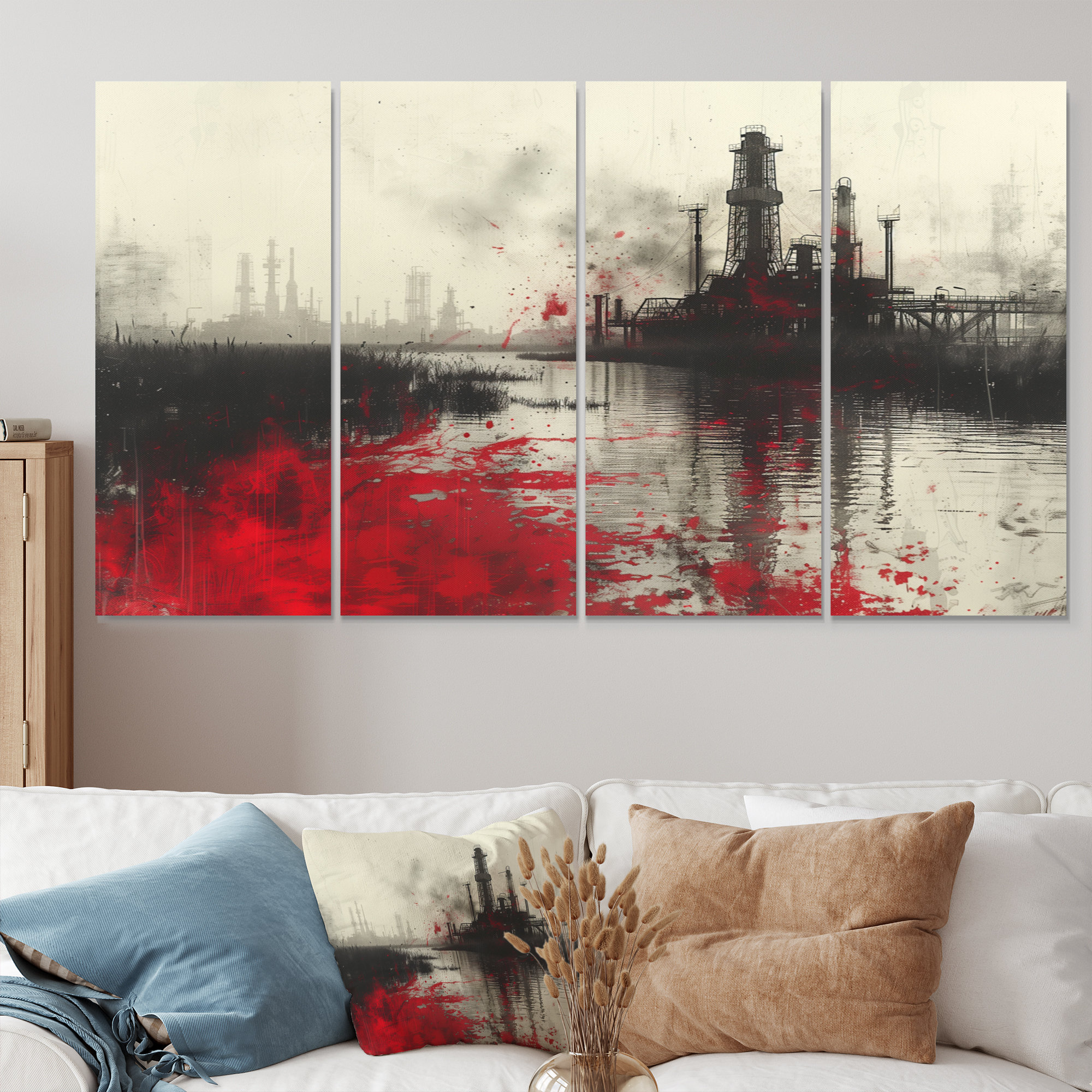 Lark Manor™ Red Black Winter Drilling Dawn Oil Rig I - Oil Rigs ...