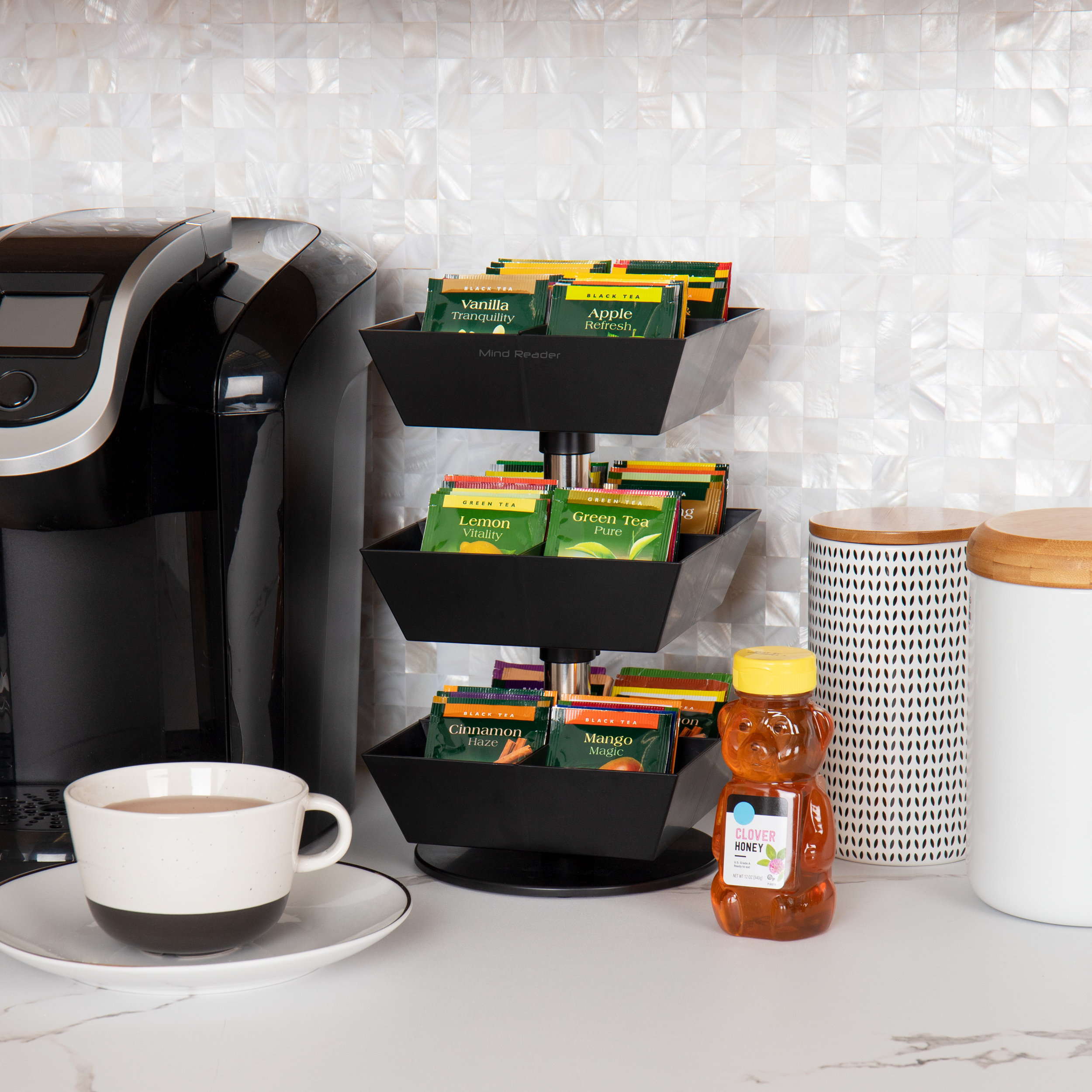 Mind Reader, 3-Tier, 12-Compartment Tea And Condiment Carousel ...