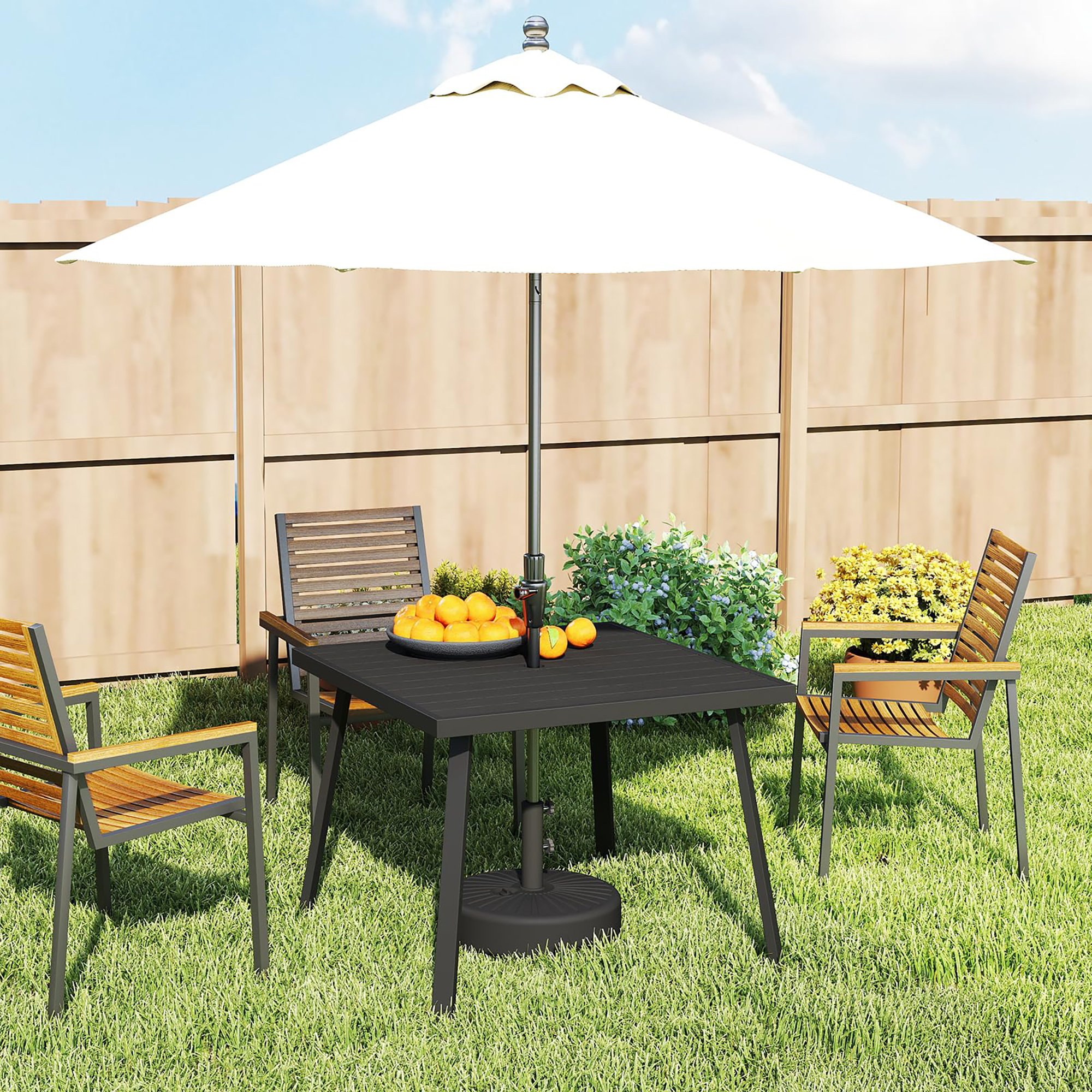Latitude Run® Outdoor Dining Table with Umbrella Hole for Outside Patio ...