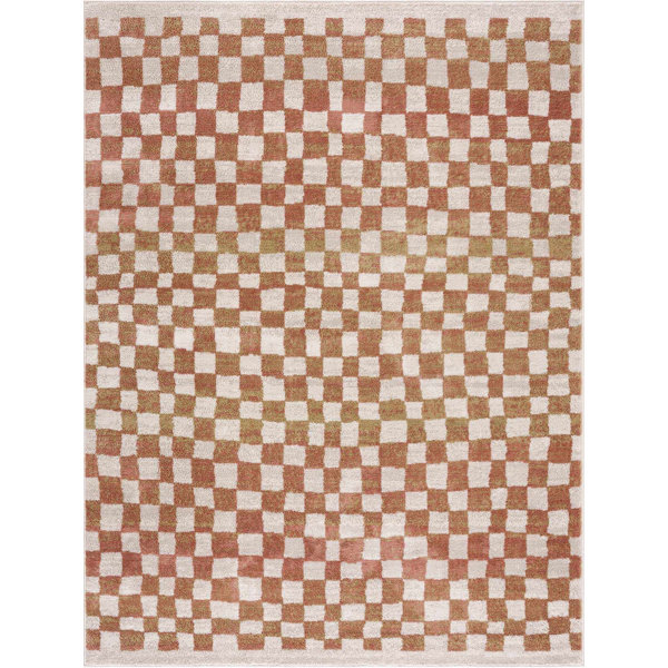 Bungalow Rose Briawood Checkered Beige Area Rug & Reviews | Wayfair