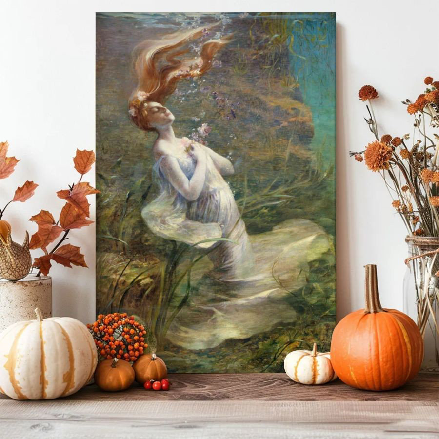 The Holiday Aisle® 1pc Framed Broxton Painting Underwater woman, floral ...