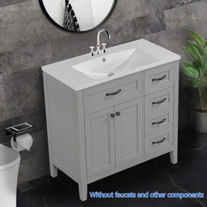 Winston Porter Jermey 36'' Single Bathroom Vanity with Ceramic Top ...