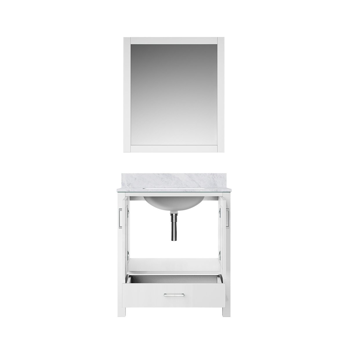 Red Barrel Studio® Compact Bath Vanity with Carrara Marble Top and ...