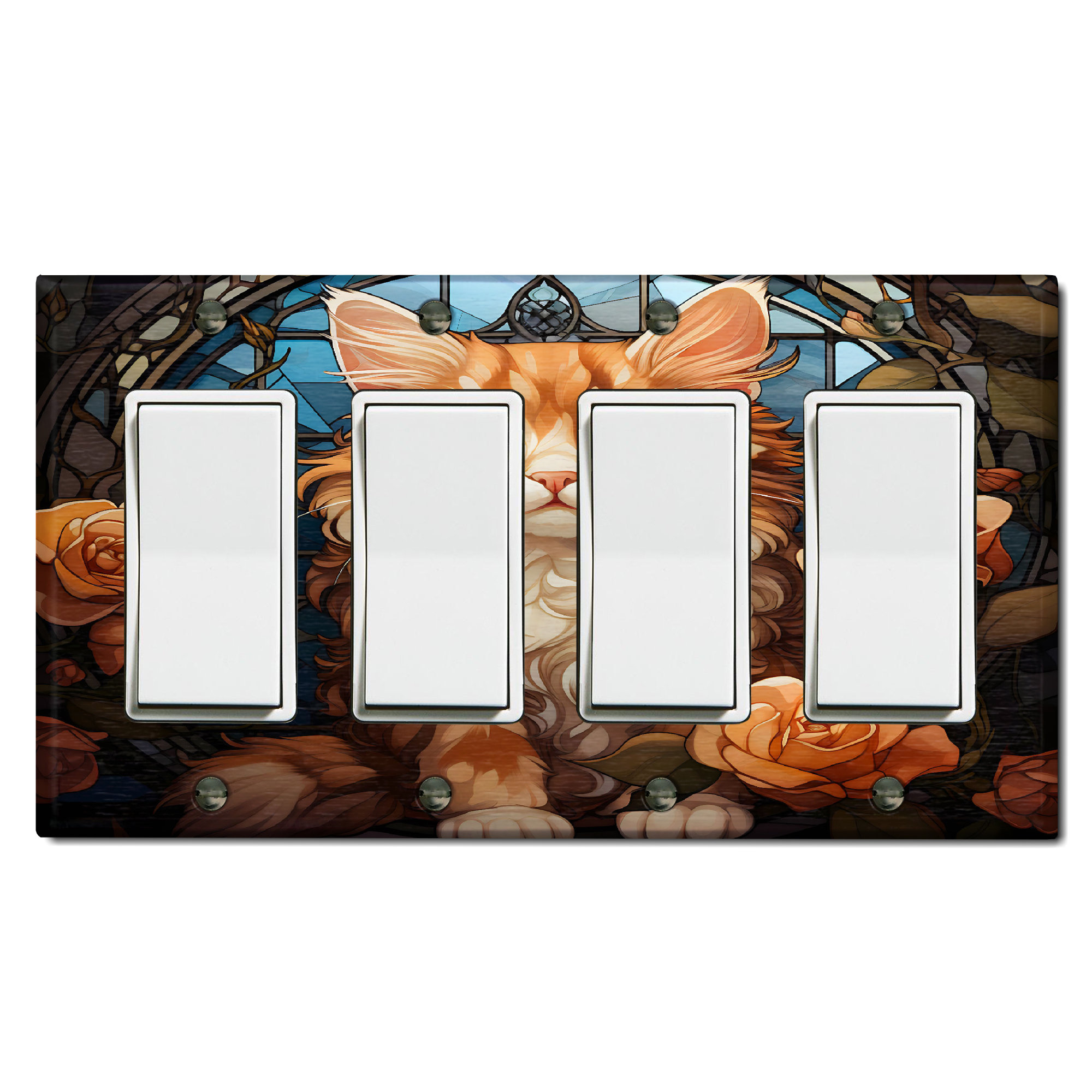 WorldAcc Nature Themed 4 - Gang Toggle Light Switch Standard Wall Plate ...