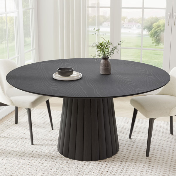 Latitude Run® Solid Wood Dining Table Round Pedestal Kitchen Table ...