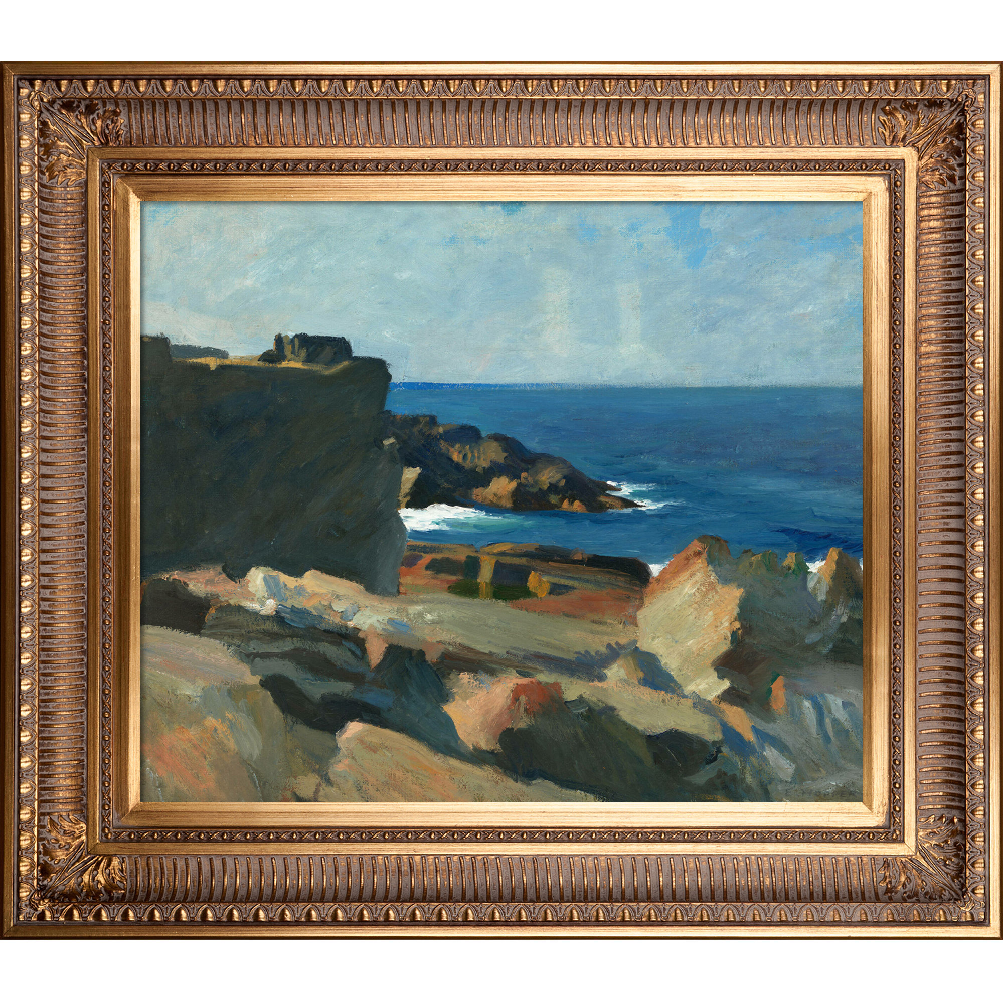 Overstock Art La Pastiche Square Rock, Ogunquit 1914 with Regal Gold ...