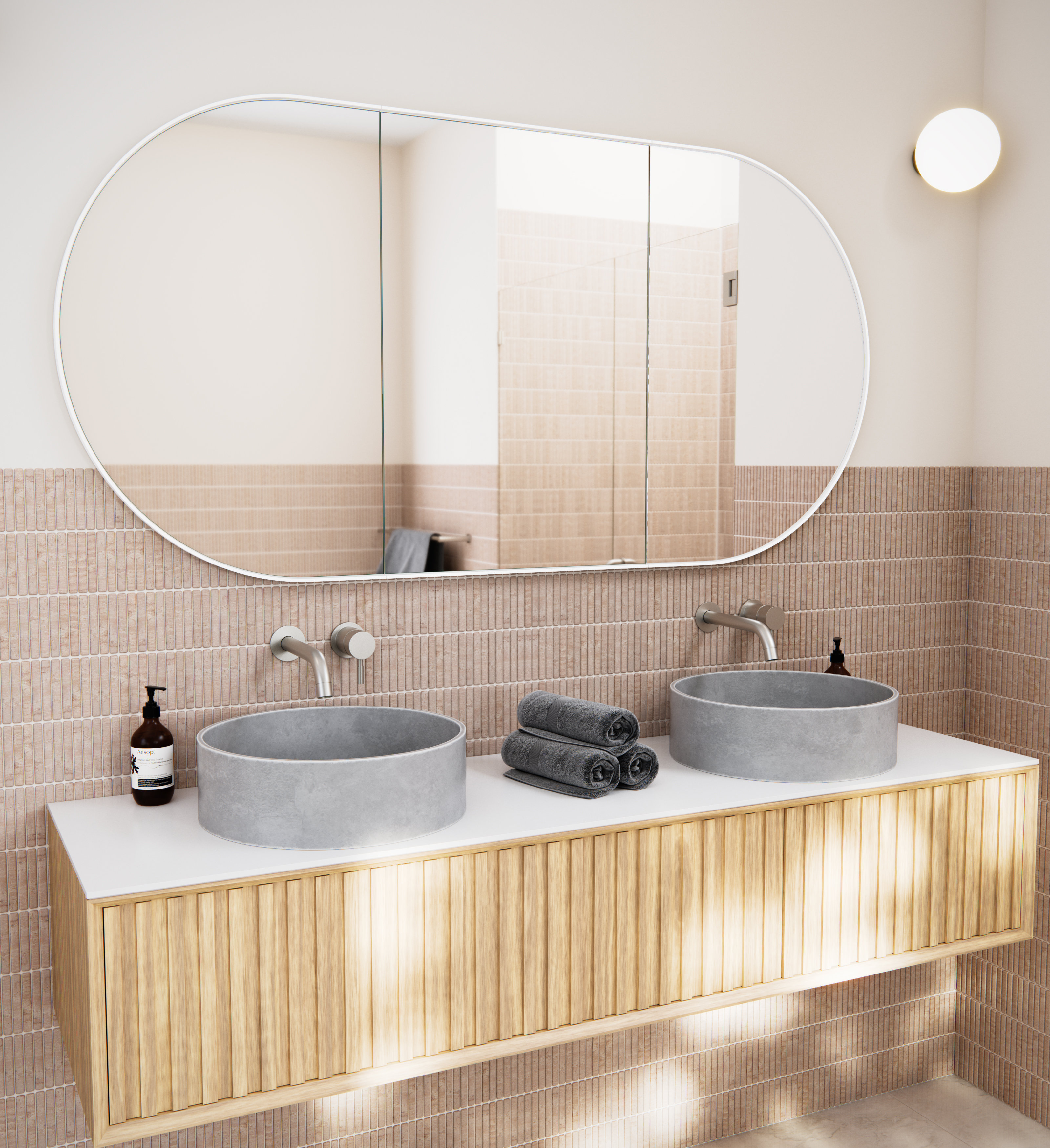 Glass Warehouse Three Door Steel Frame Pill Shape Medicine Cabinet ...