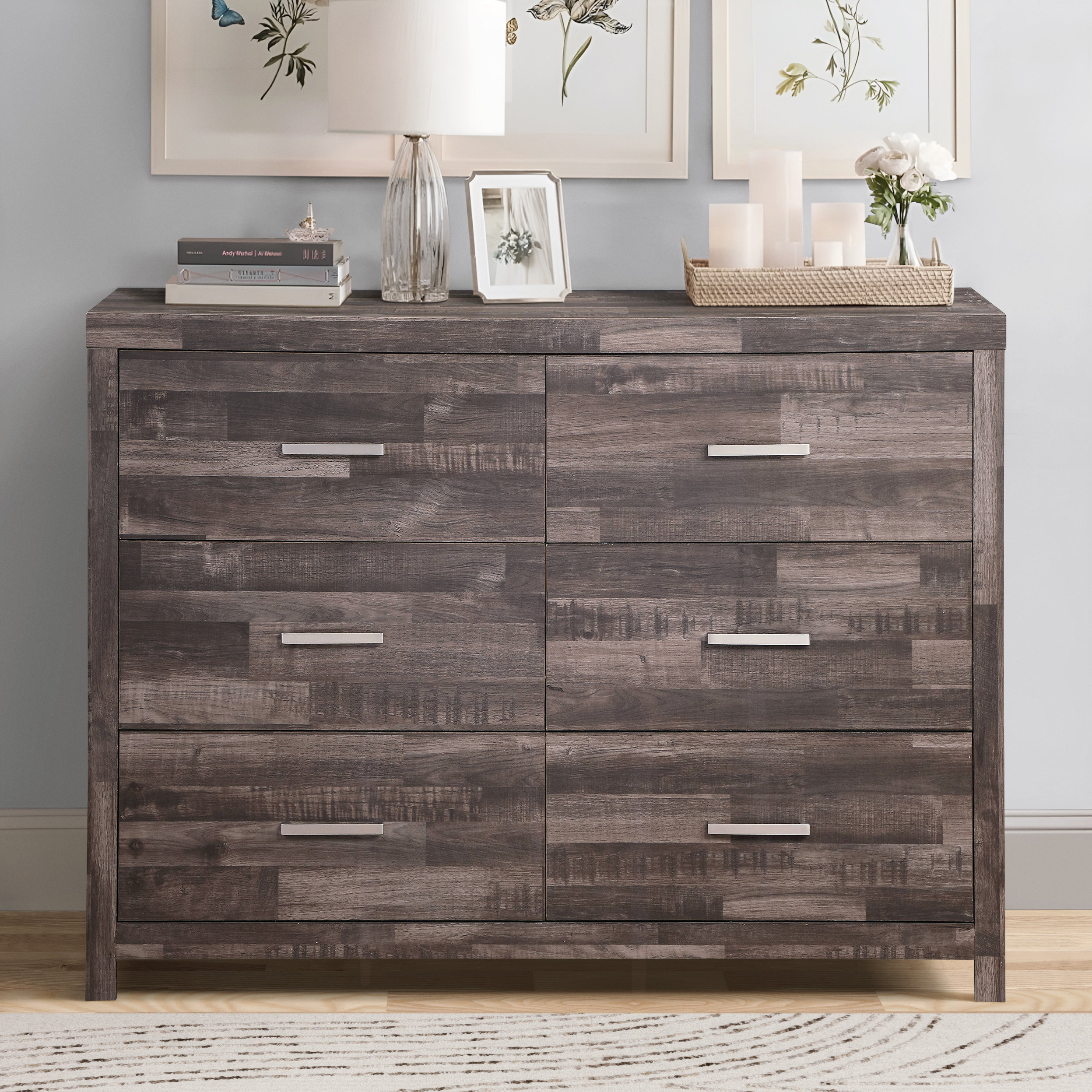 Millwood Pines Litzia Dark Oak 6-Drawer Dresser | Wayfair