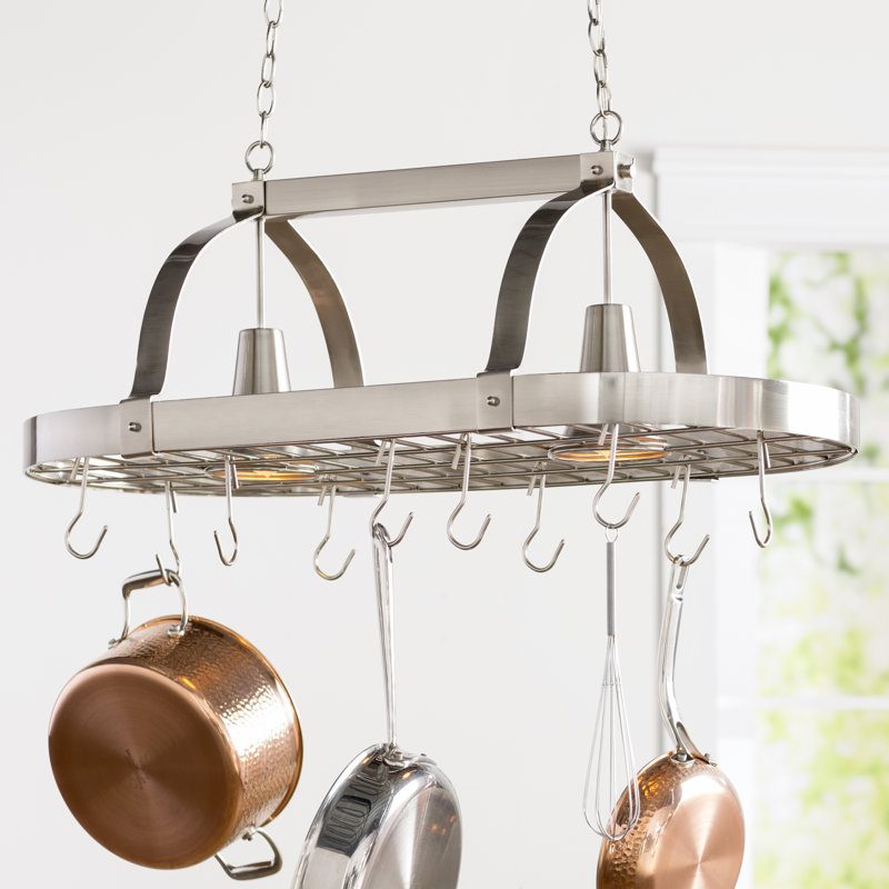 Prep & Savour Acuna 2-Light Kitchen Hanging Pot Rack & Reviews | Wayfair