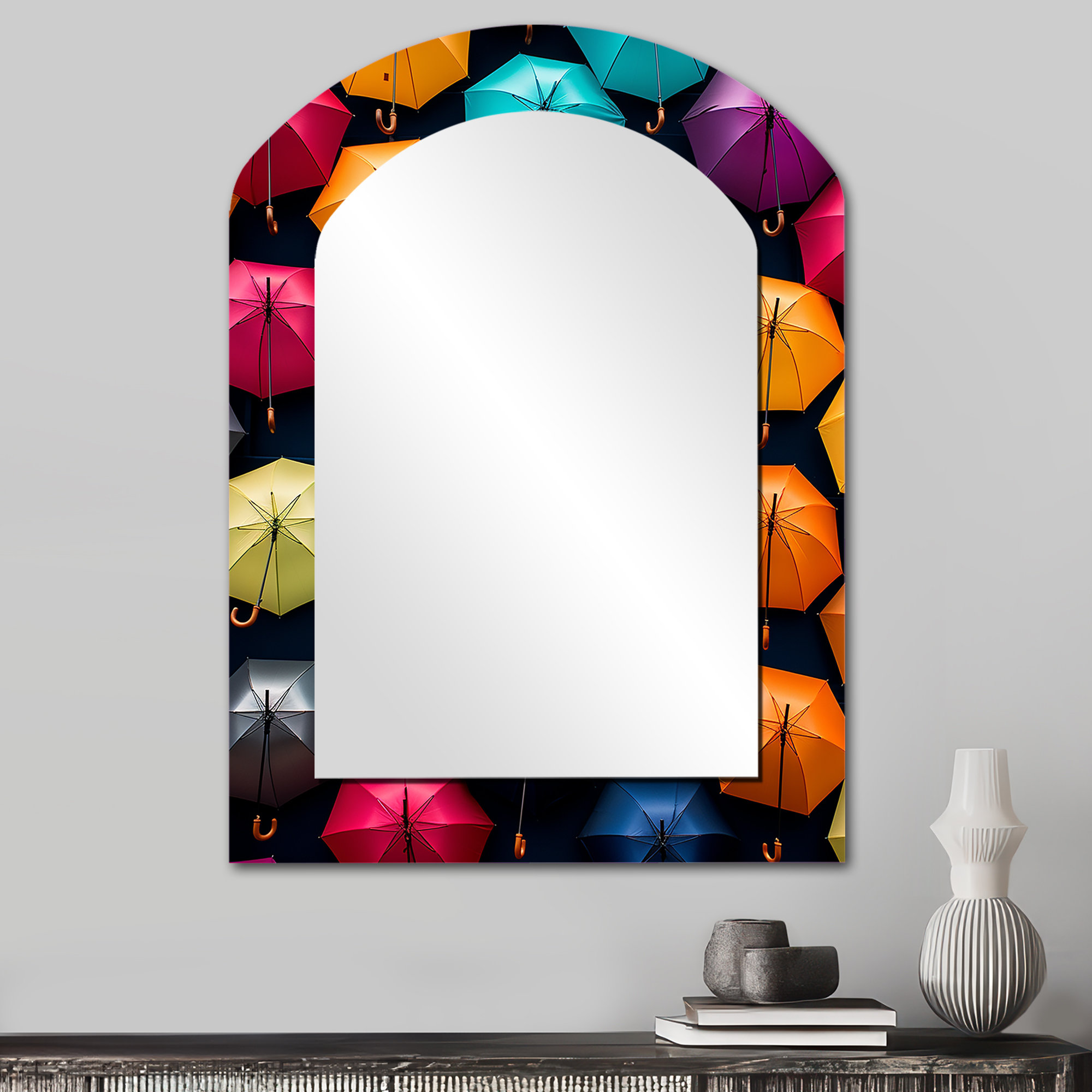 Dakota Fields Sky Full Of Colourful Umbrellas III - Modern Arch Wall ...