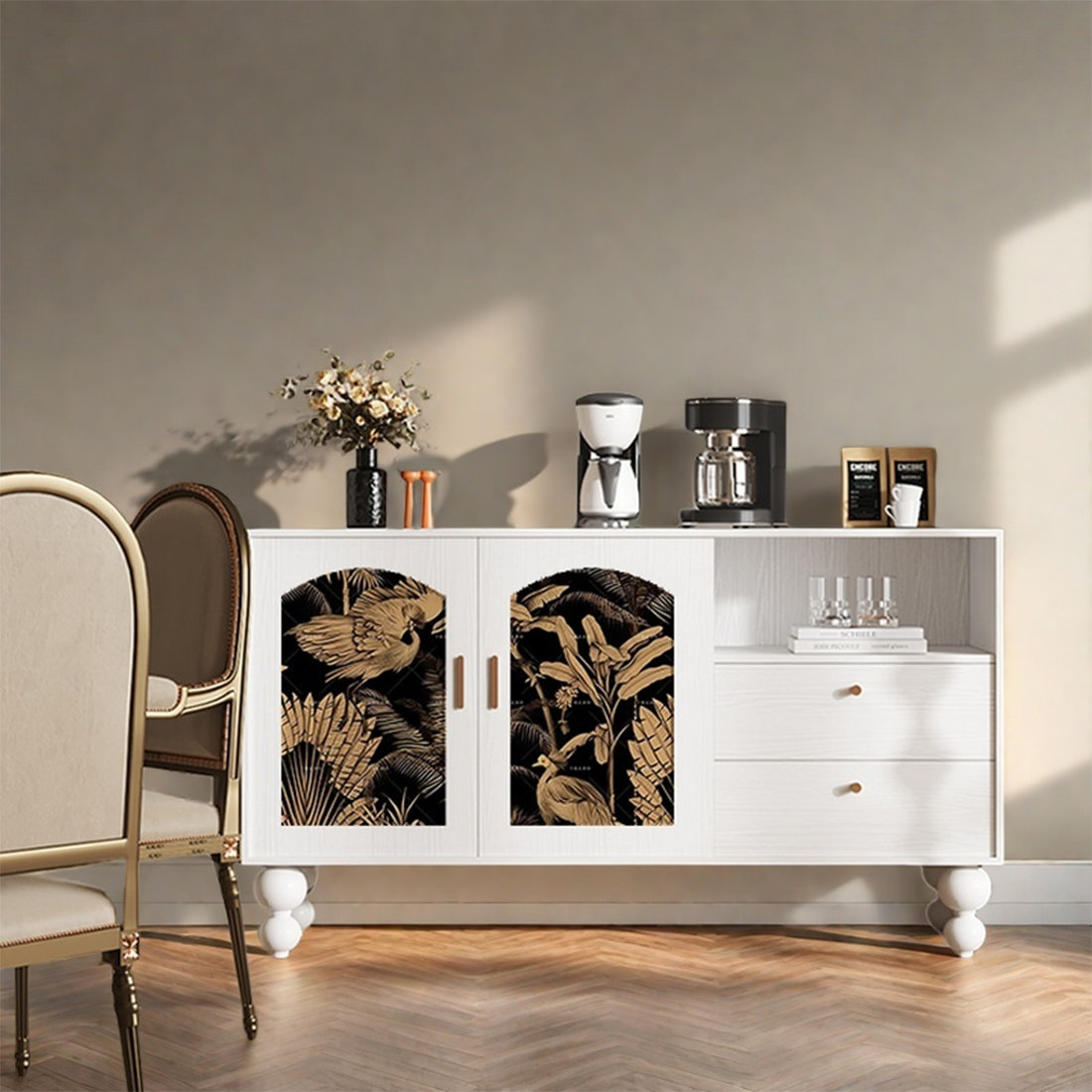 INVOJU Solid Walnut Wood Storage Sideboard with Drawers | Wayfair