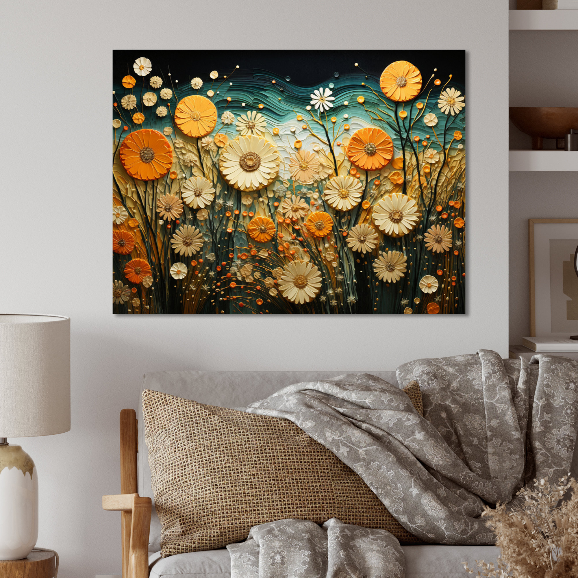 Winston Porter Orange Teal Cactus Desert Oasis Barrel - Floral Metal ...