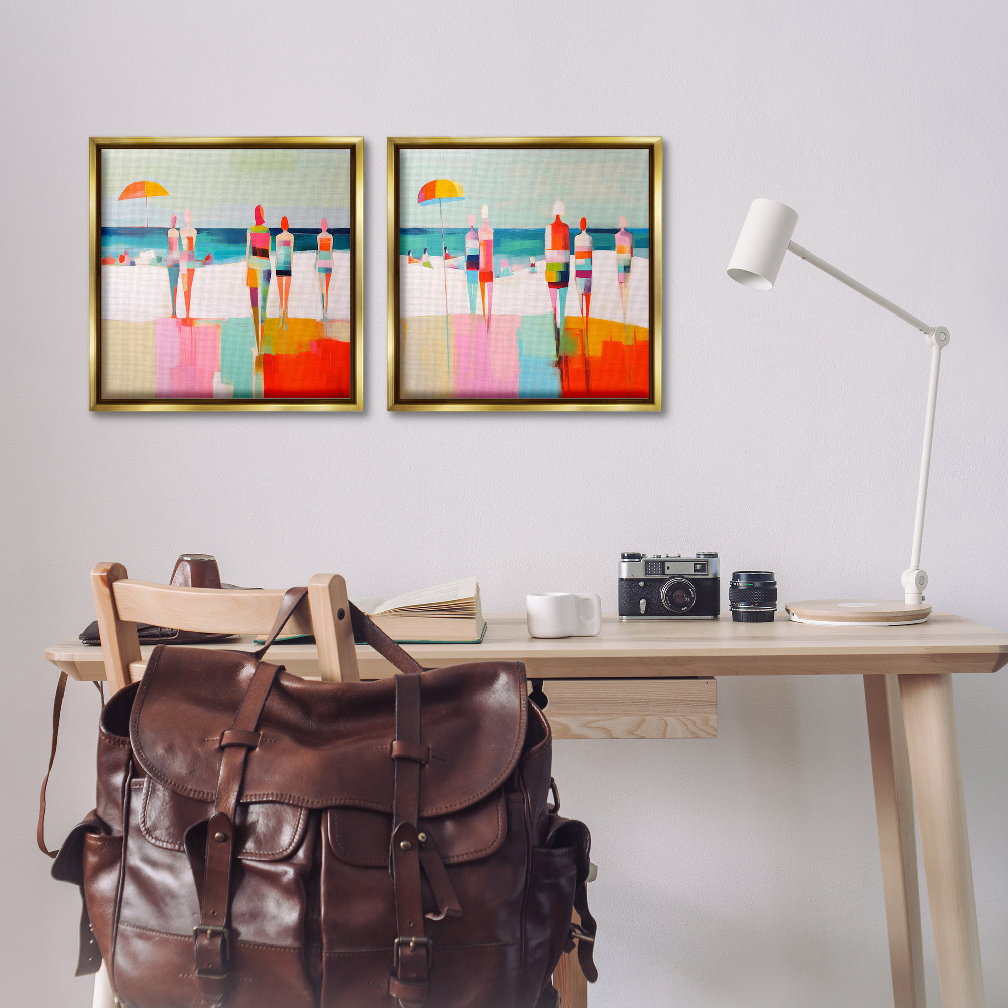 Mercer41 Abstract Beach Goers 2 PC Framed Floater Canvas Set by Irena ...