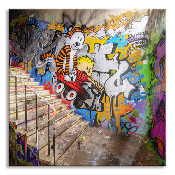 Brayden Studio Coloured Street Art Graffiti - No Frame Print on Glass ...