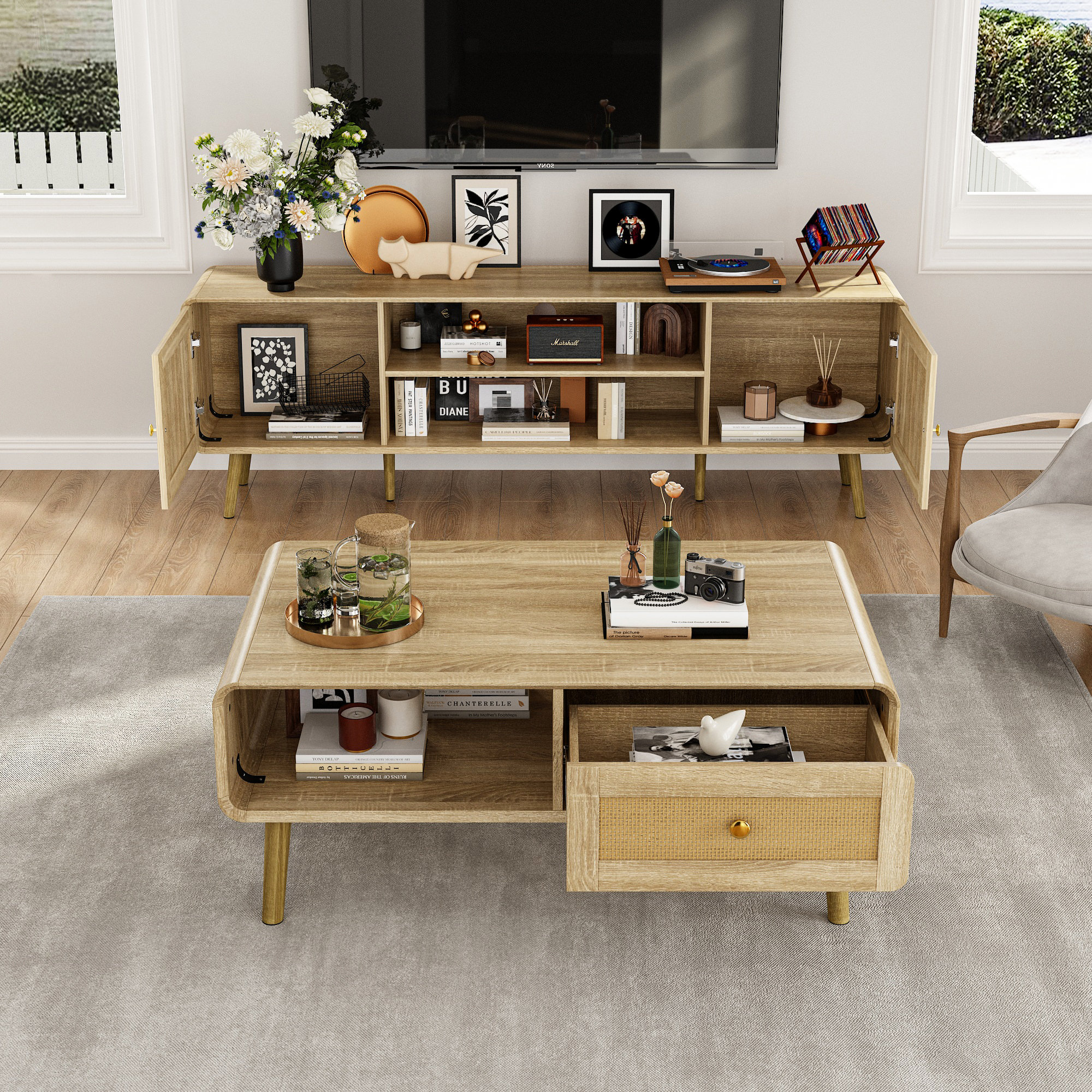 Ophelia & Co. Living Room Set With TV Stand And Coffee Table | Wayfair
