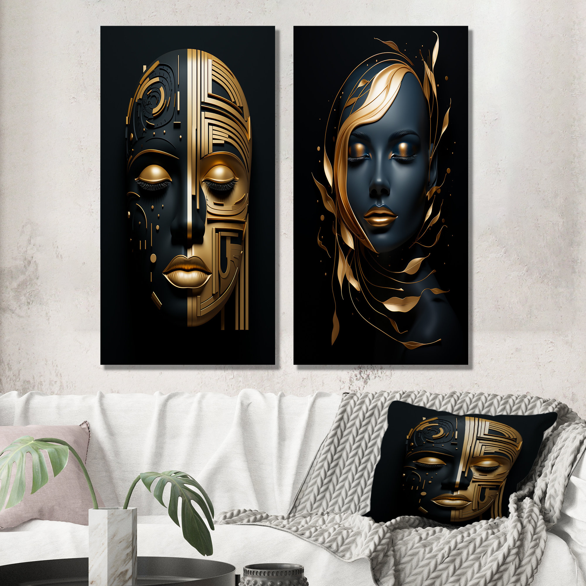 Mercer41 Celestical Gold And Black Woman Portrait I - Woman Wall Decor ...