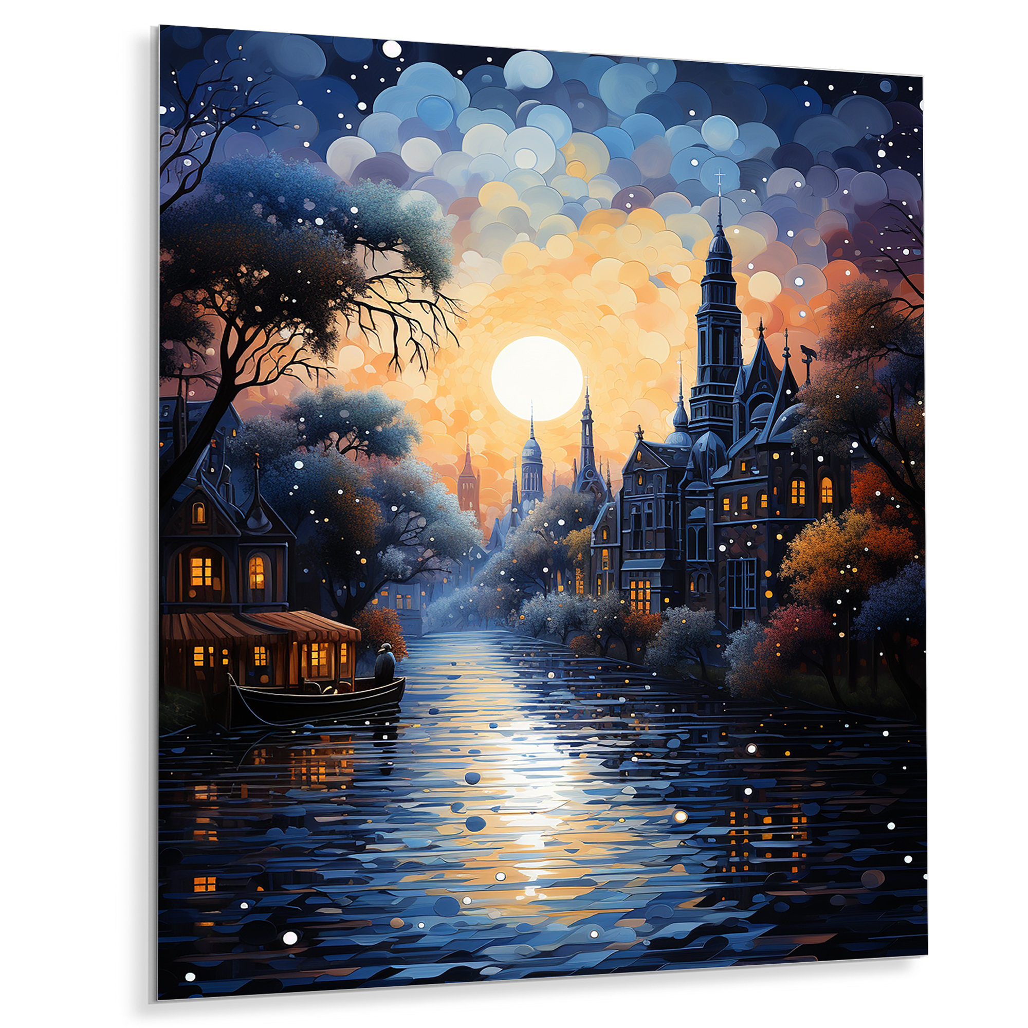 Winston Porter Blue Canal Surreal Waterways Pointillism II - Cityscapes ...