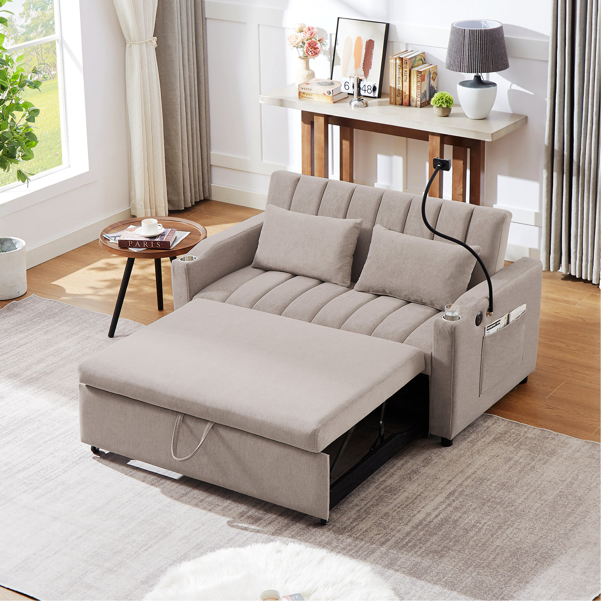 Latitude Run® Leiby 55.90'' Square Arms Sleeper | Wayfair