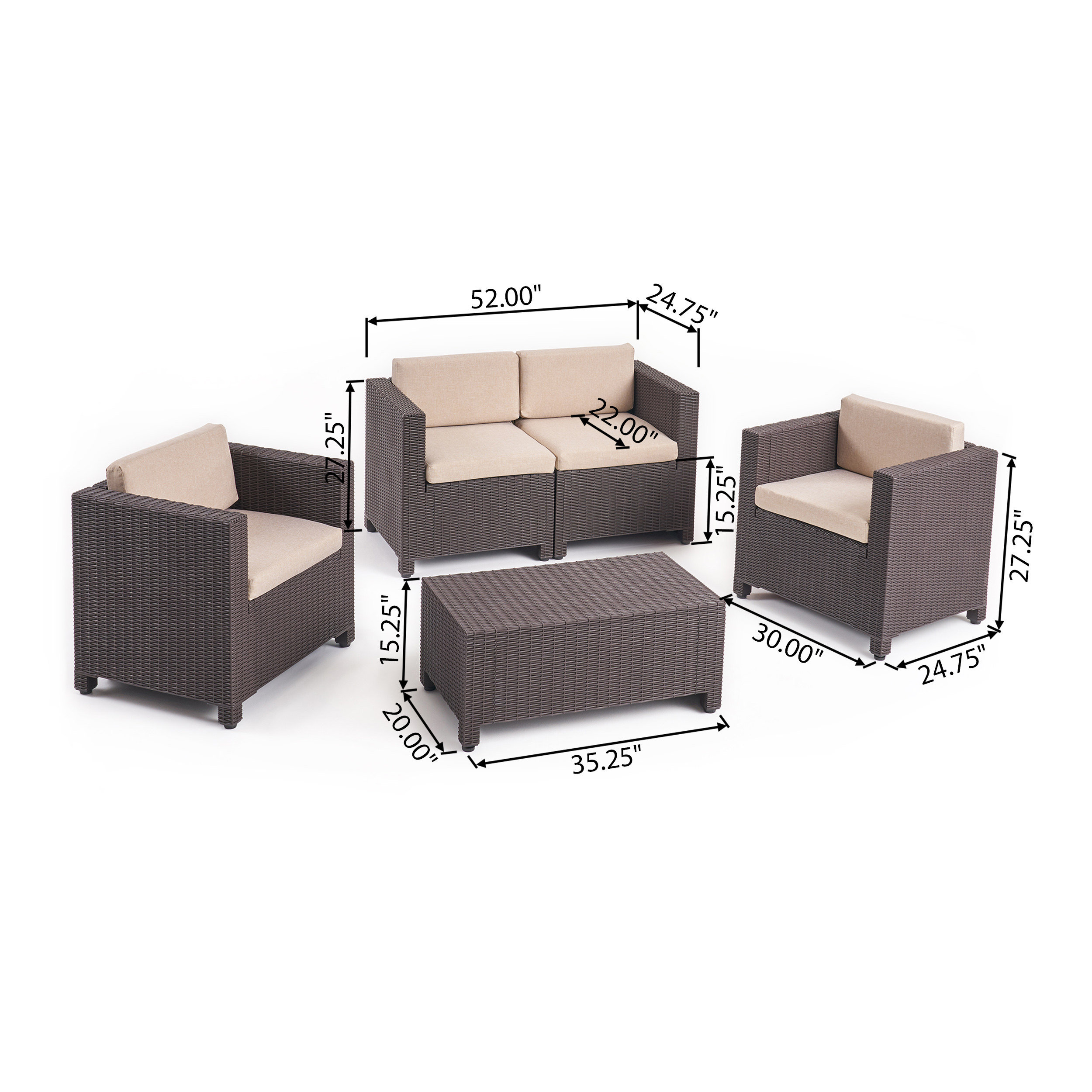 Ebern Designs Christabel 4 Piece Multiple Chairs Seating Group with ...