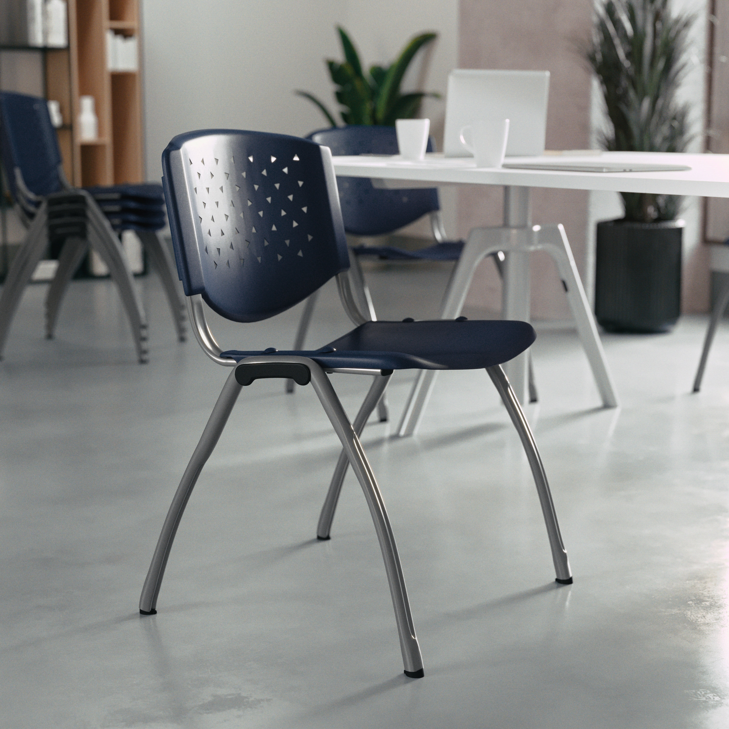 Inbox Zero Oliverson Plastic Stacking Lobby Chairs with Perforated ...