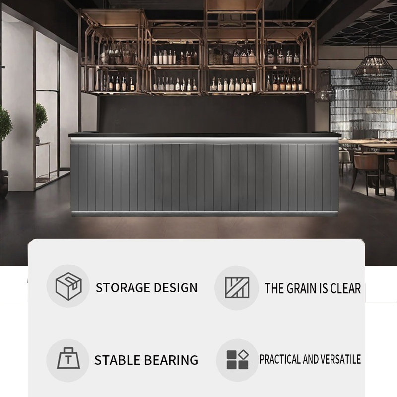 KPXU Bar Counter Rustic Style Bar Front Desk with Storage and Bar ...