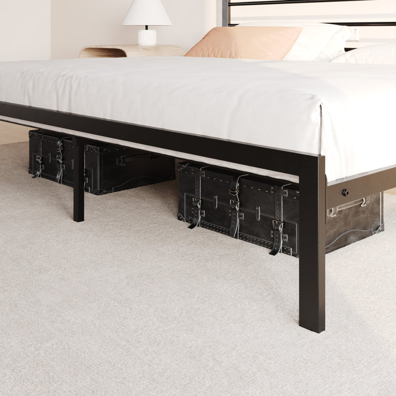 Wade Logan® Azaruddin Metal Storage Platform Bed with Headboard Shelf ...